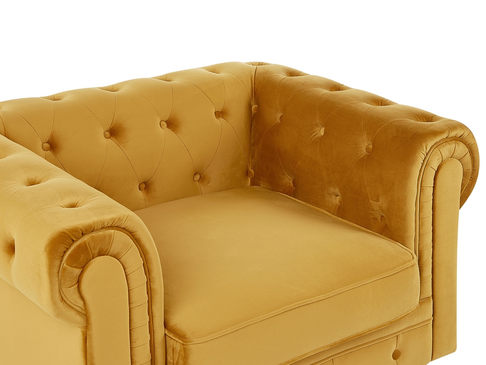Yellow chesterfield armchair store