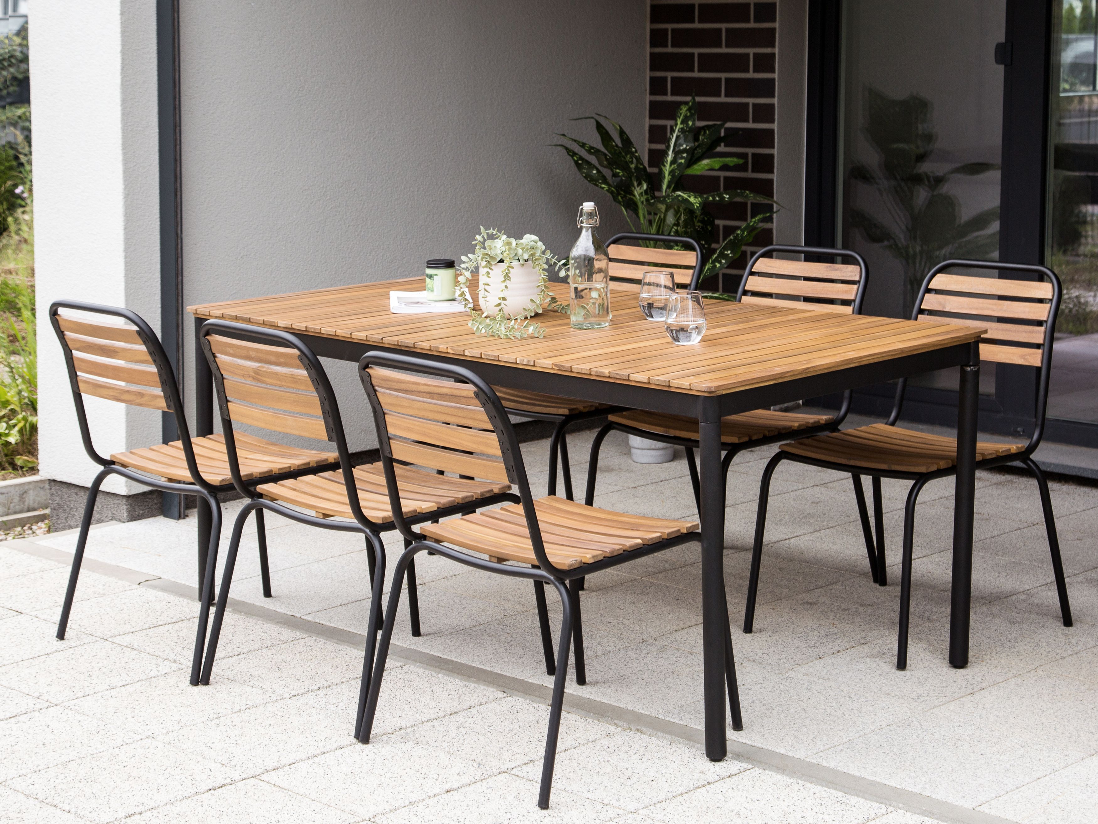 Garden Dining Table VALLESE 180 cm 90 cm Acacia Wood Brown | Beliani.co.uk