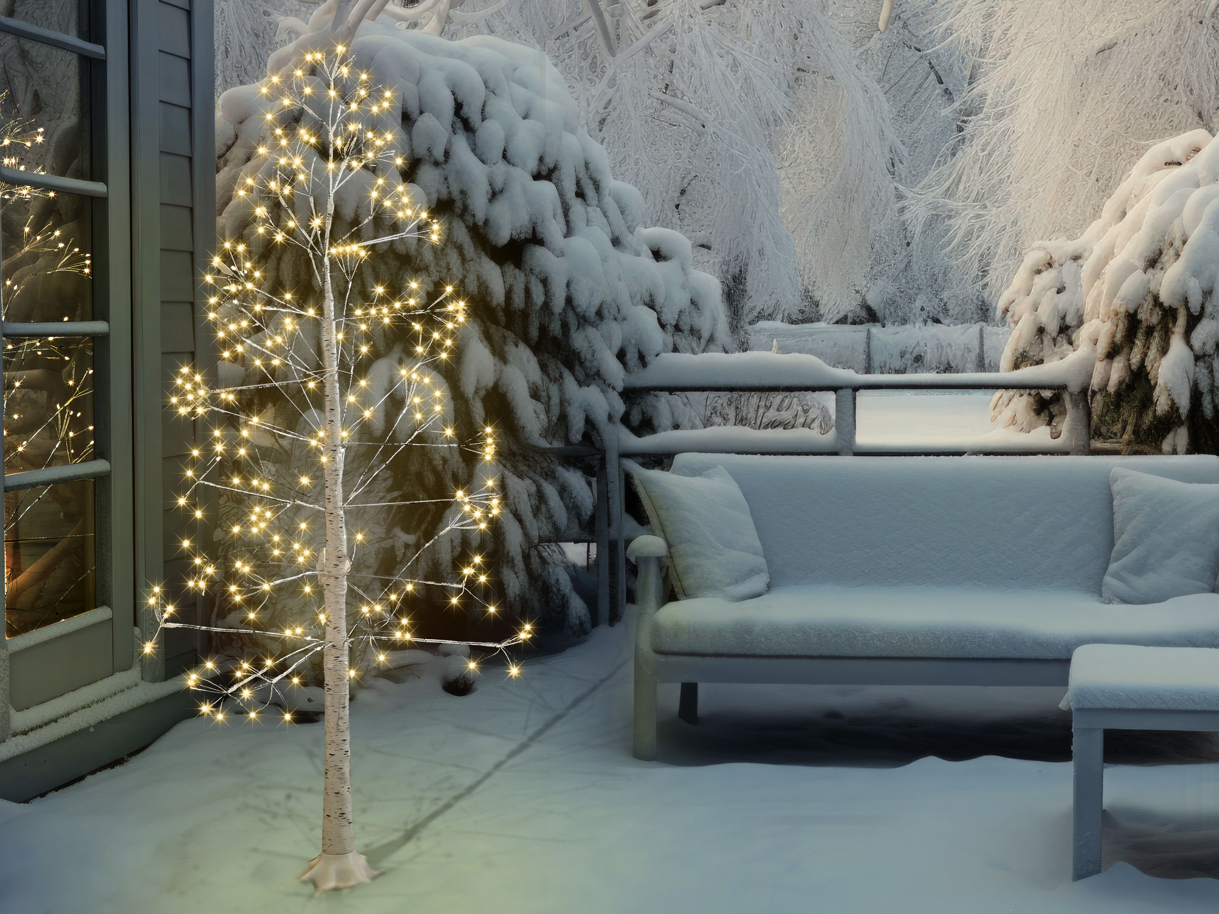 Outdoor LED Decoration Tree 180 cm White BALINI | Beliani.co.uk