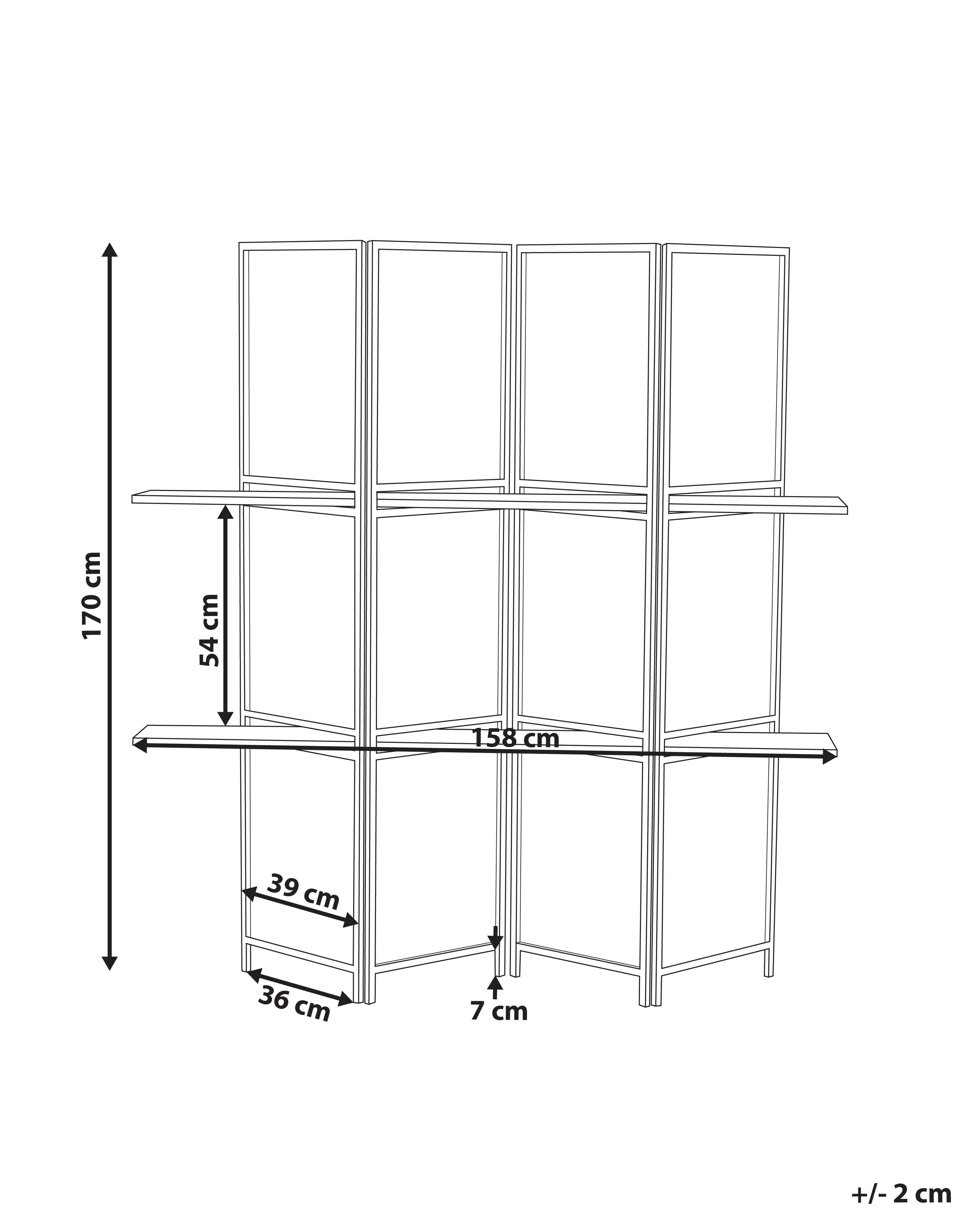 4 Panel Room Divider TRAFOI Light Wood 158 cm 170 cm | Beliani.co.uk