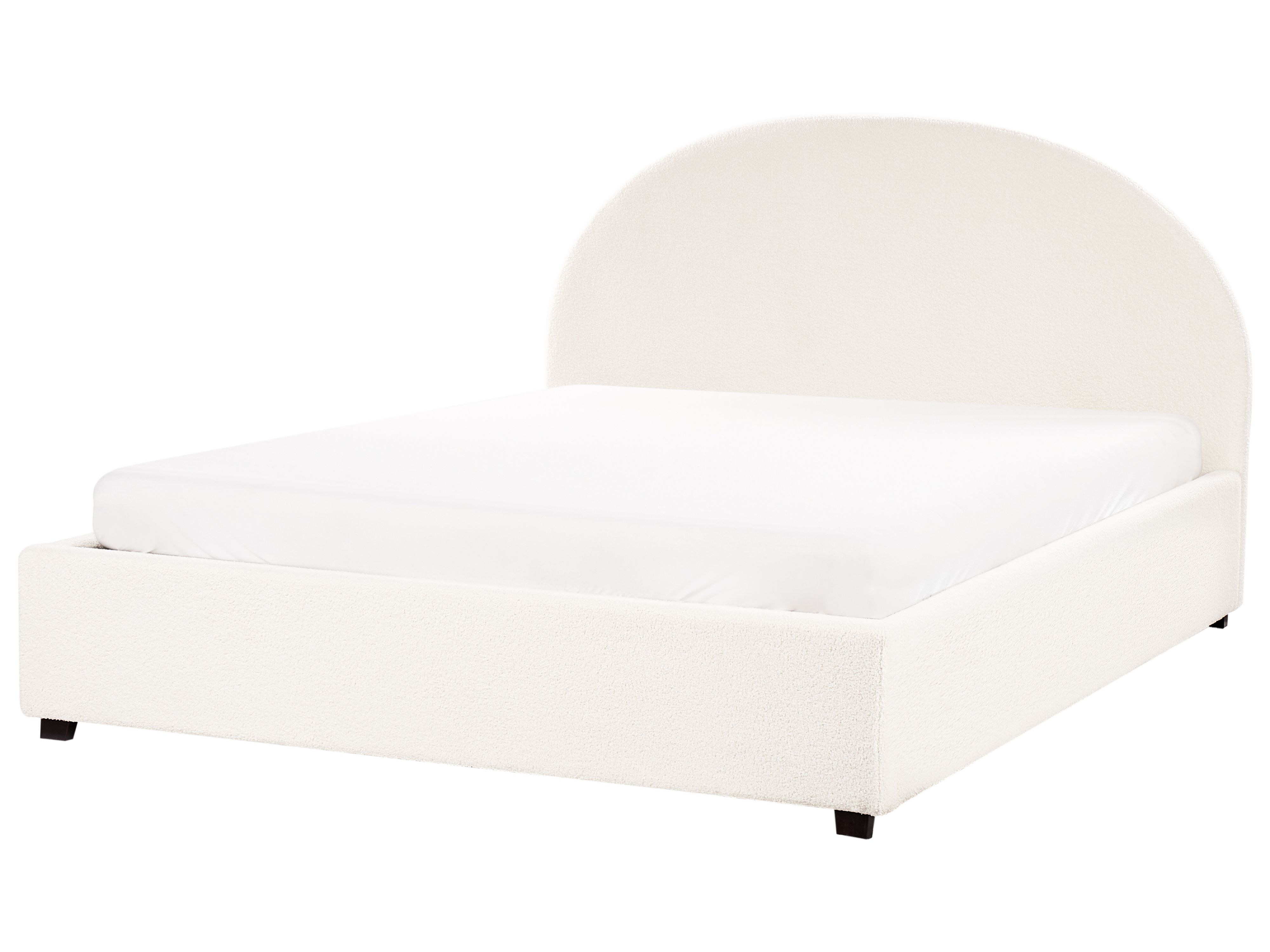 Łóżko z pojemnikiem Boucle VAUCLUSE 160 x 200 cm Złamana biel | Beliani.pl