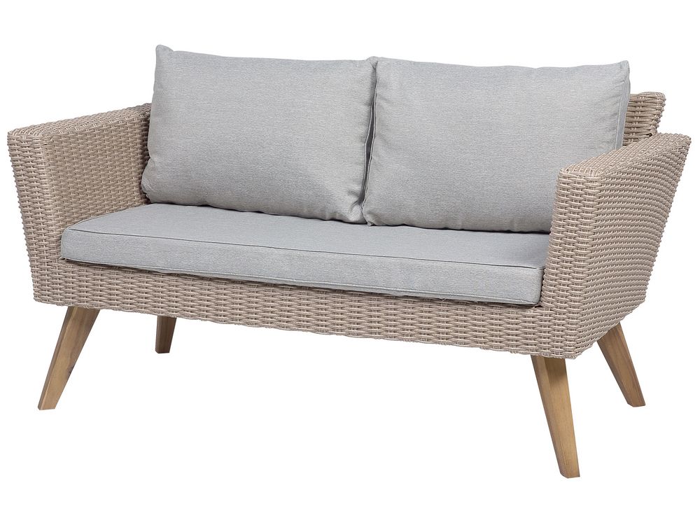 4 Seater PE Rattan Garden Sofa Set Grey VITTORIA Beliani