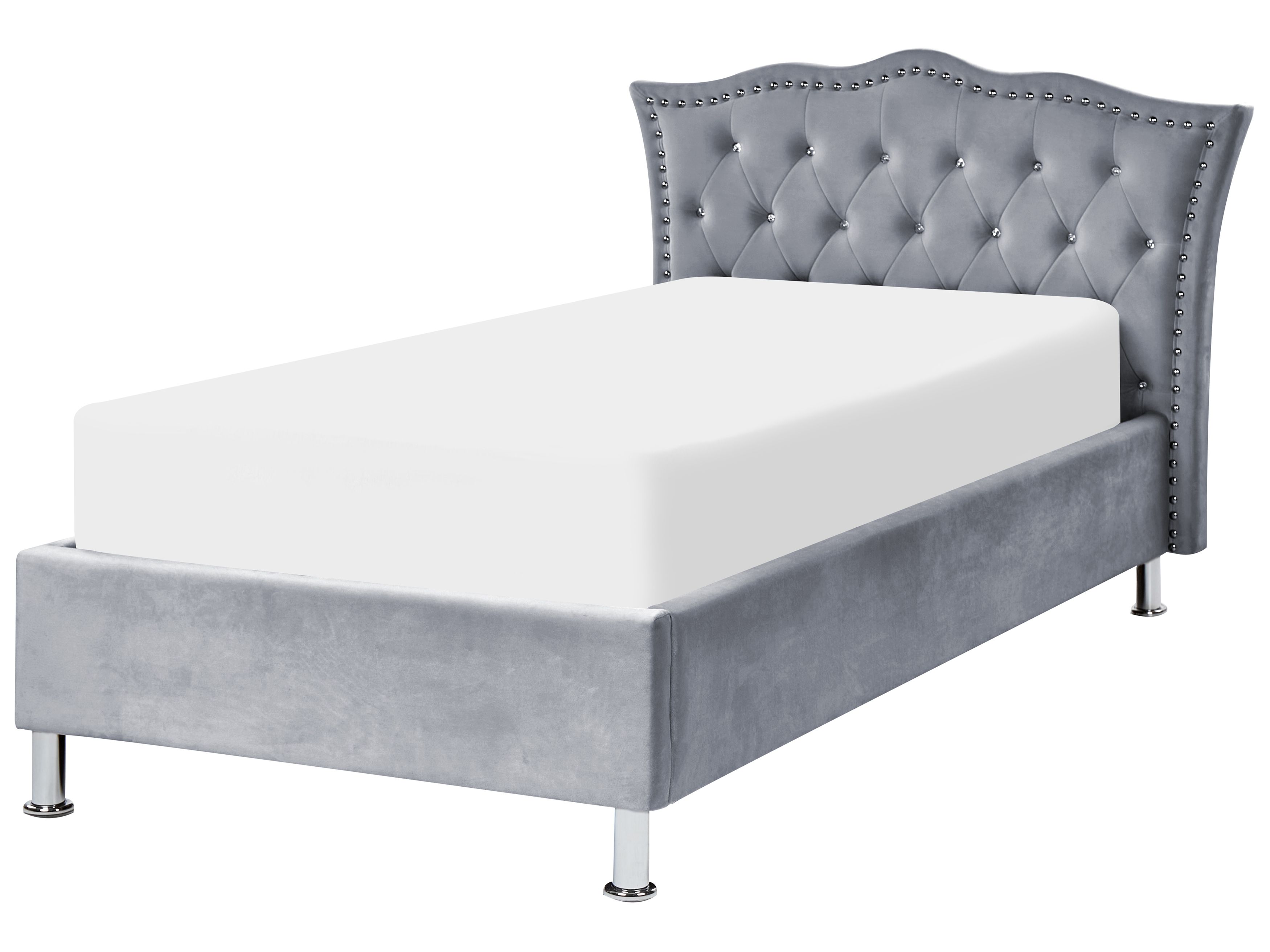 Säng med förvaring Sammet METZ 90 x 200 cm Grå | Beliani.se