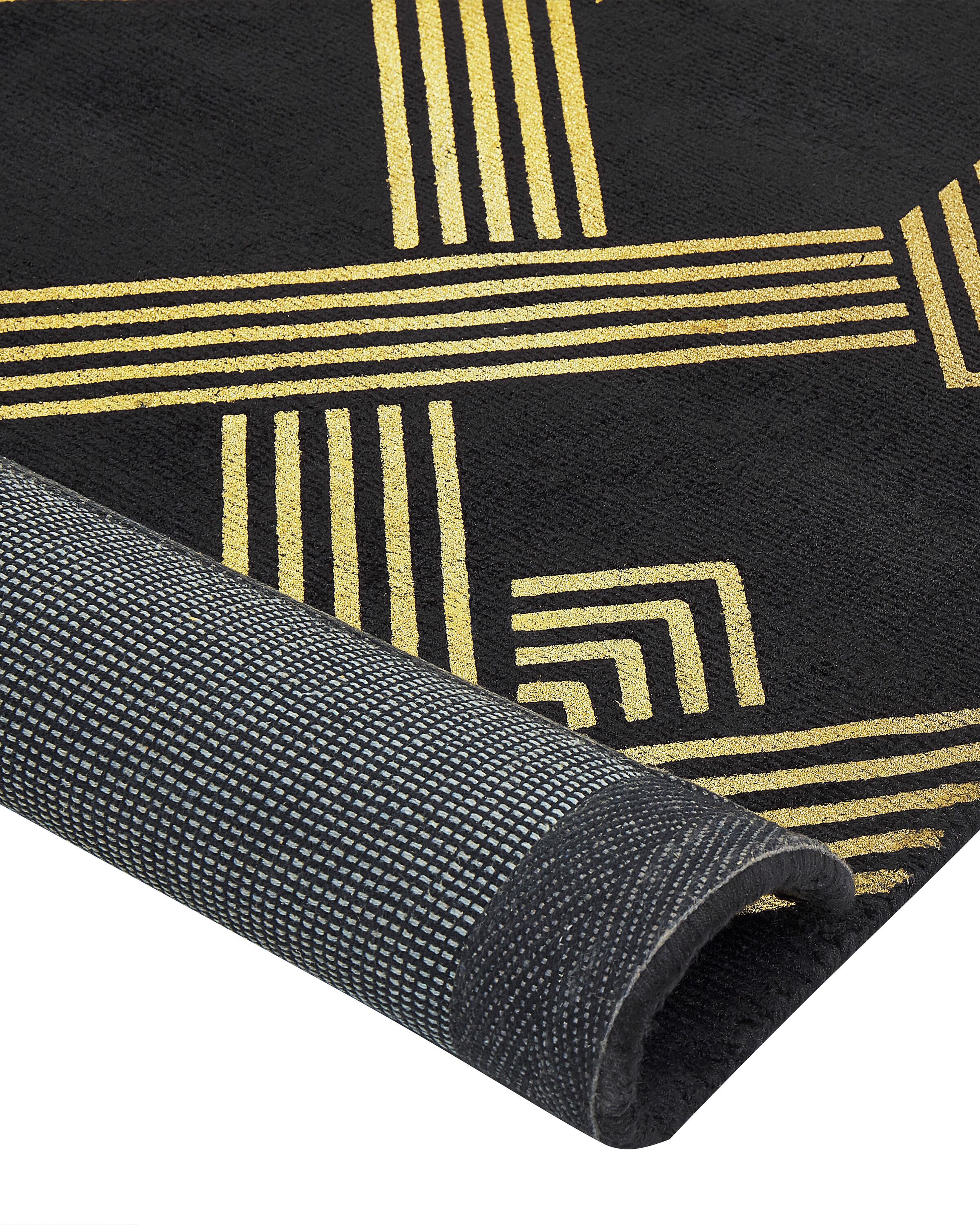 Schne Teppich Schwarz Gold Bild