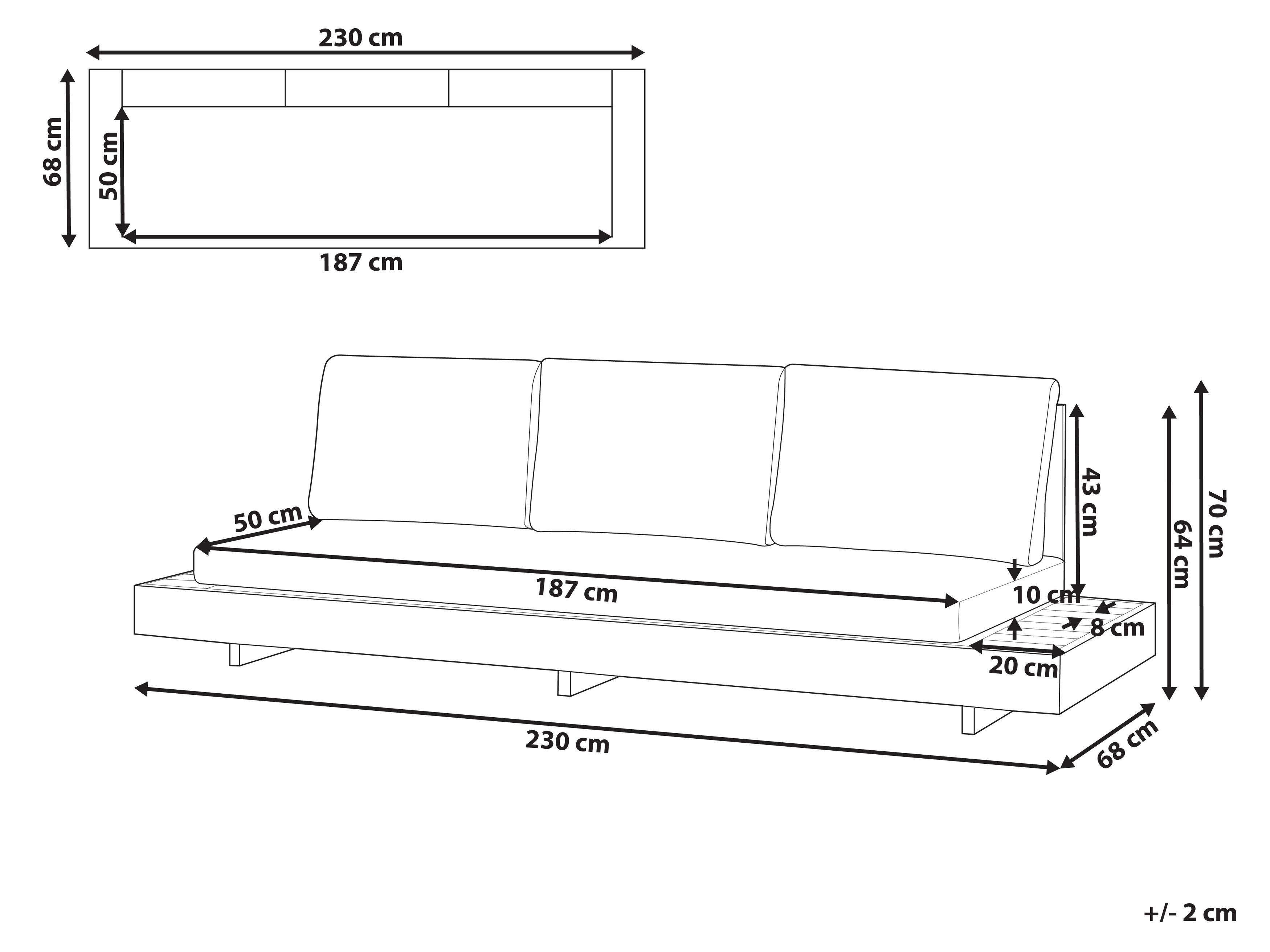 Garden Sofa 3 Seater MARETTIMO Certified Acacia Wood Brown | Beliani.co.uk