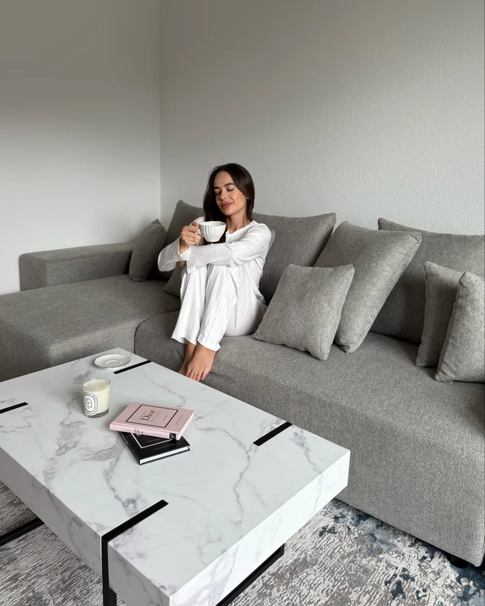 light grey right corner sofa