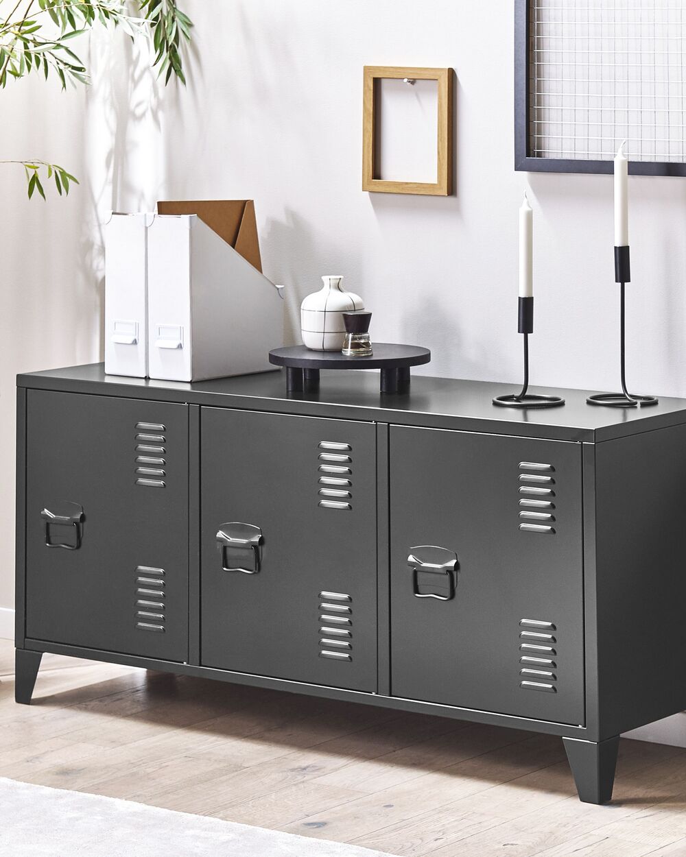 Credenza metallo nero 120 x 40 cm CARDIFF Beliani