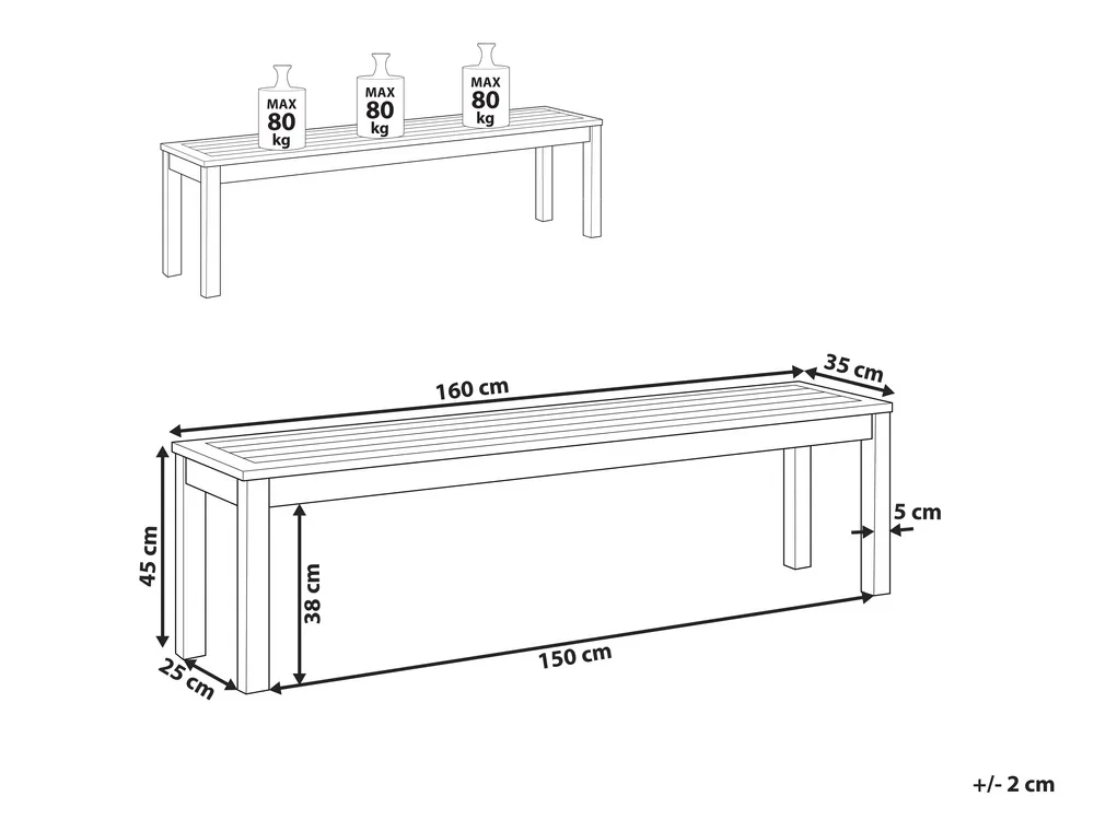bench dimensions cm