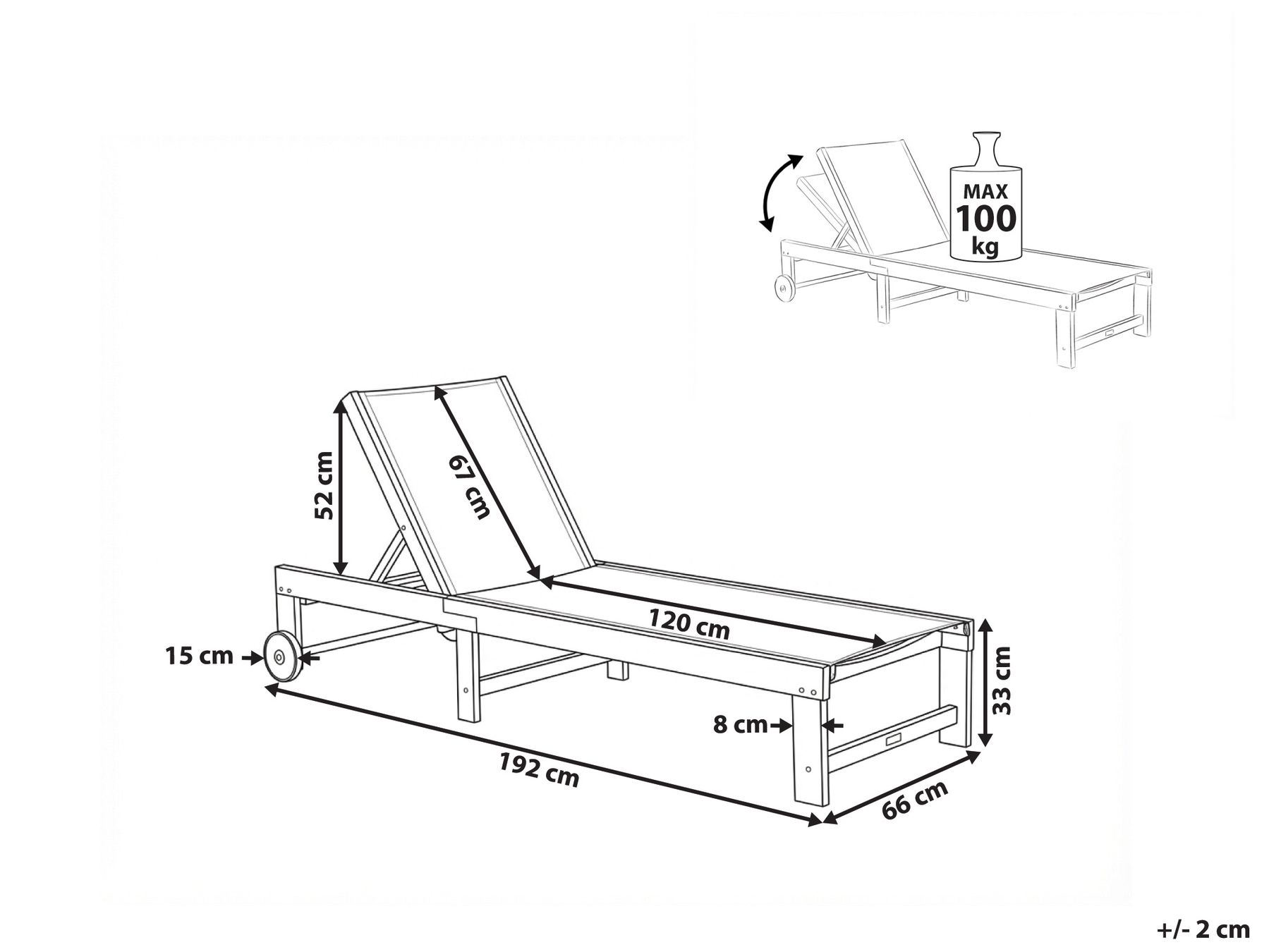 Sun Lounger PEDESINA Acacia Wood Beige | Beliani.pt
