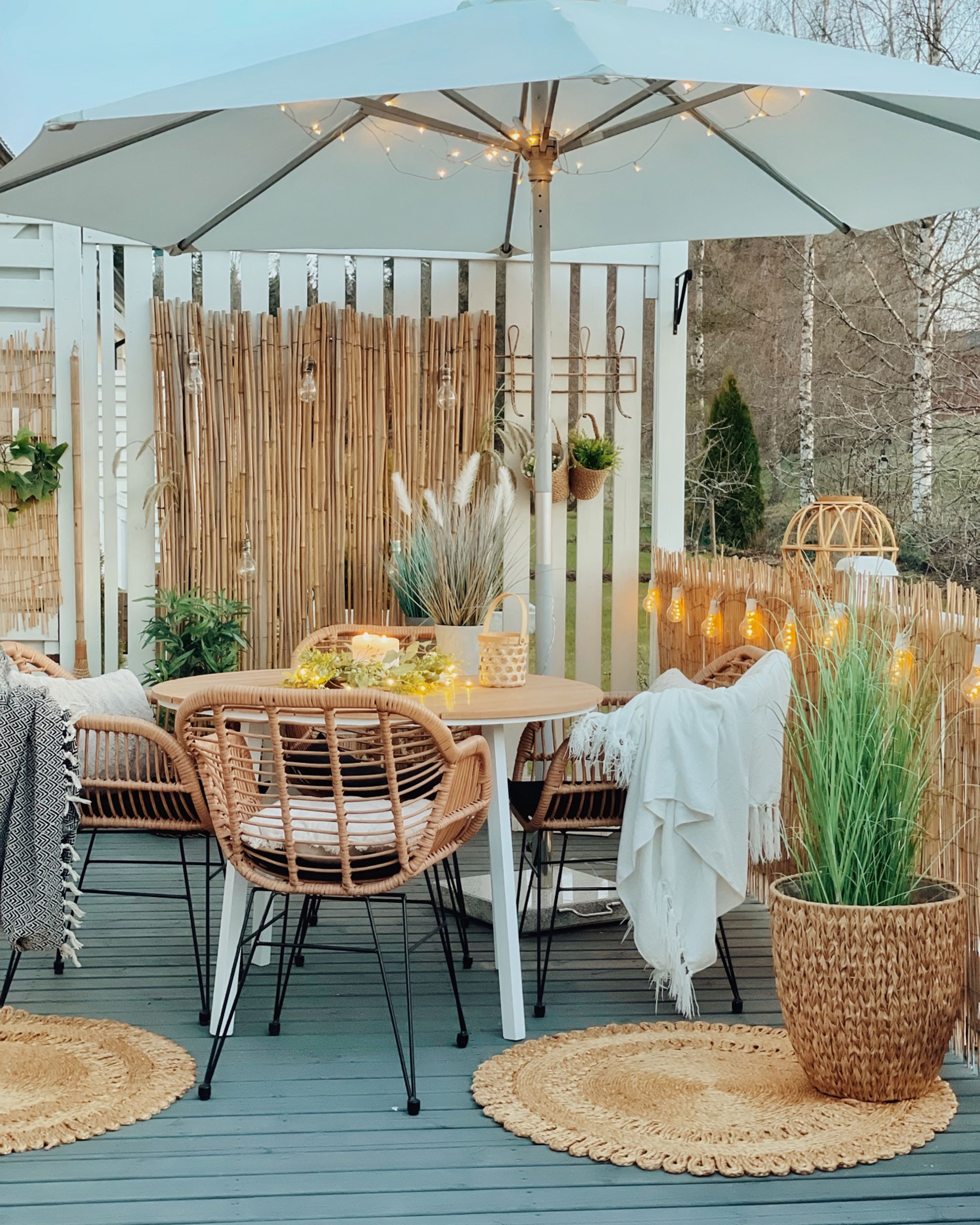 Bistro Set with Cushions TROPEA II PE Rattan Natural | Beliani.co.uk