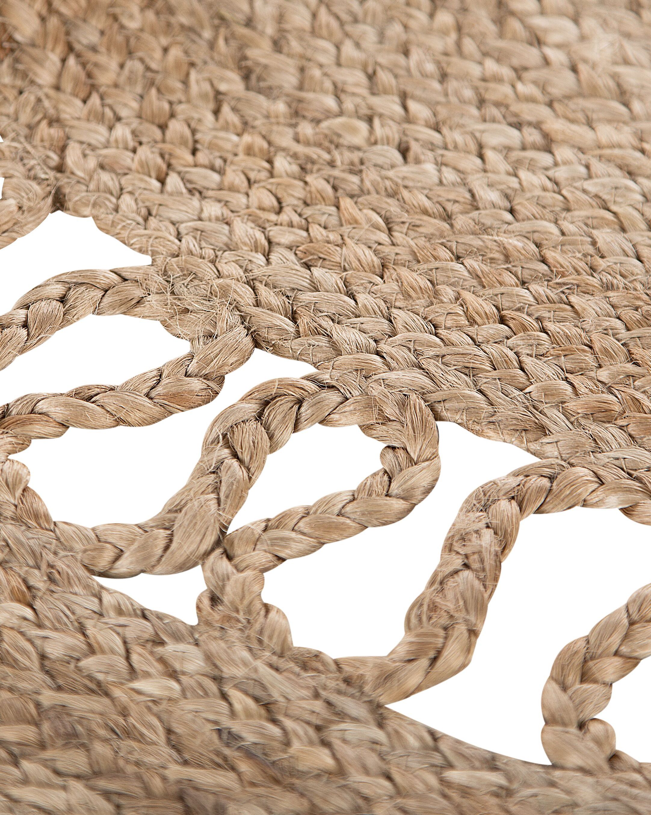 Round Area Rug Braided ø 120 cm Beige DIKILI | Beliani.co.uk