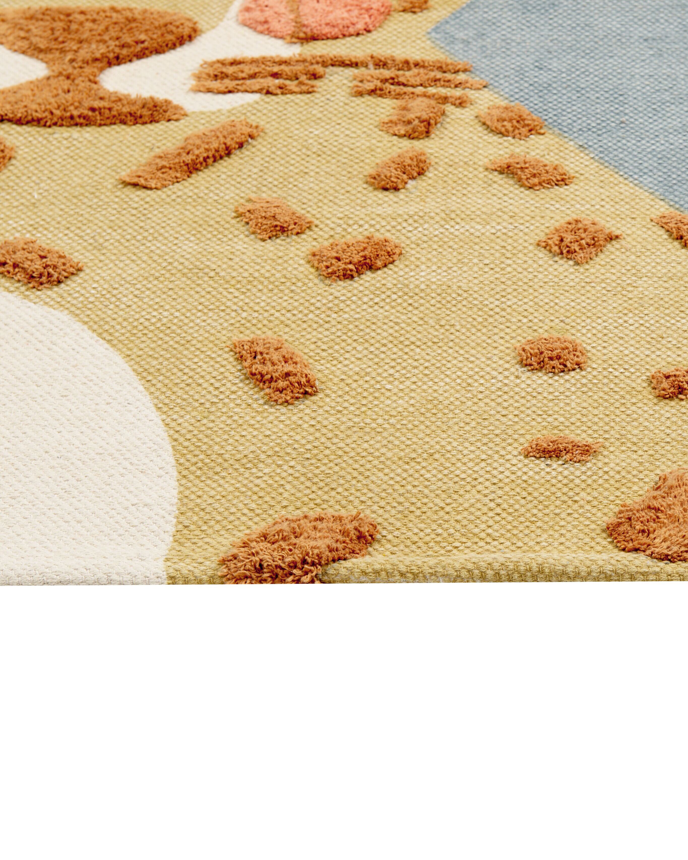 Cotton Kids Rug Leopard Print 80 x 150 cm Yellow and Grey TANGSE ...