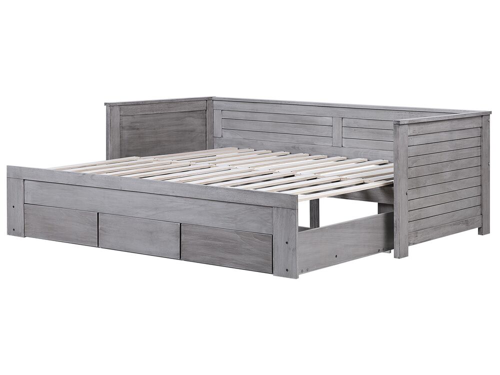 Wooden EU Single to Super King Size Daybed with Storage Grey CAHORS Beliani