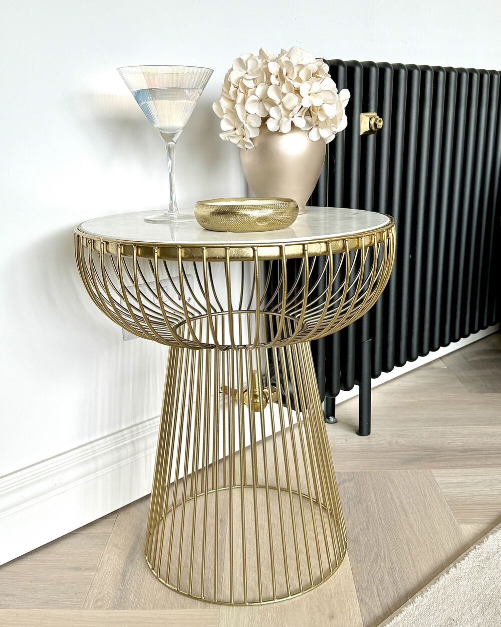 Gold white end table store