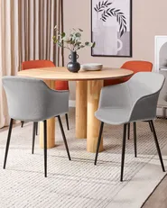 Set of 2 Dining Chairs ELIM Fabric Light Grey | Beliani.co.uk