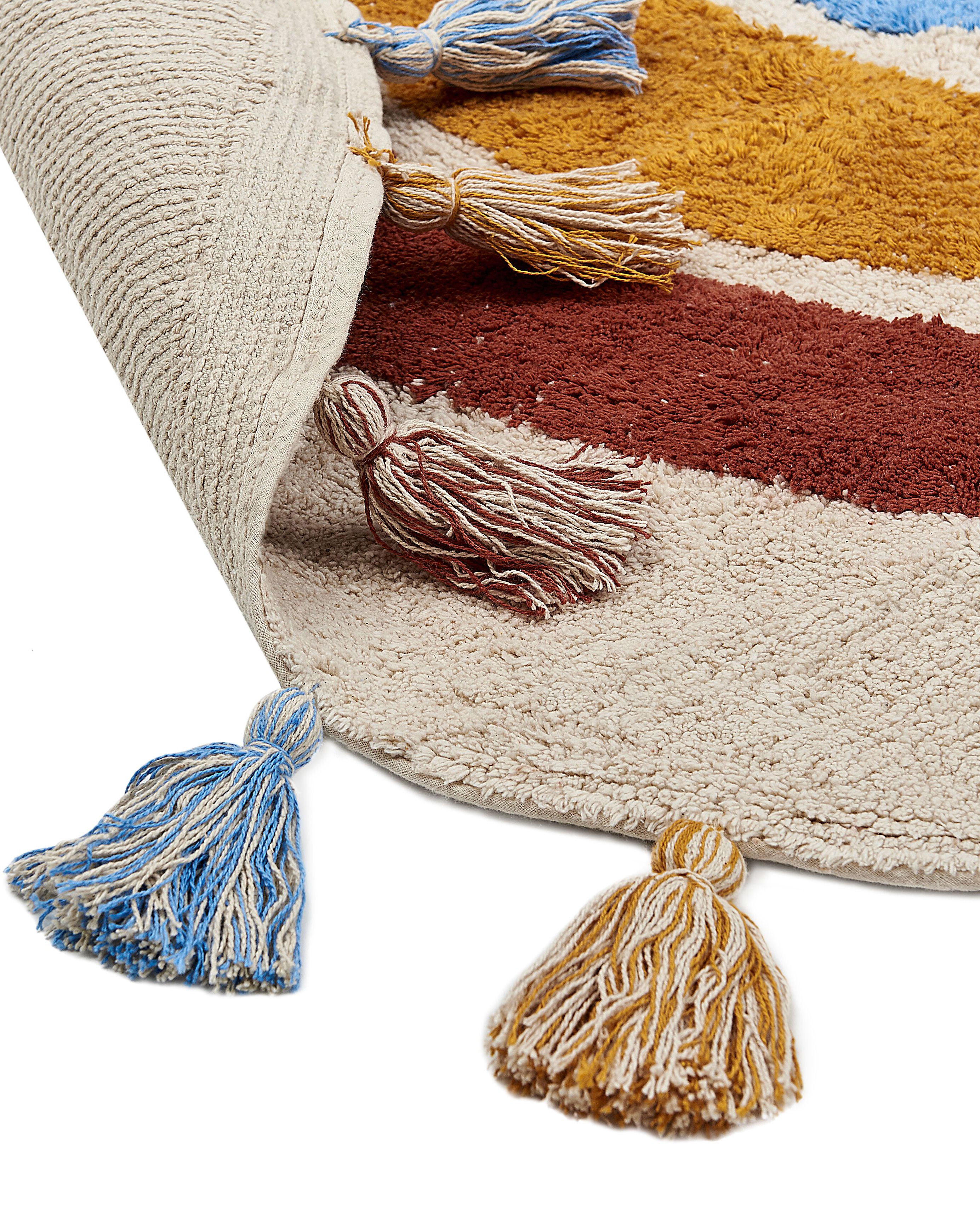 Round Cotton Area Rug ø 120 cm Multicolour YAGCI | Beliani.co.uk