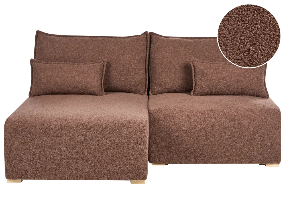 Sofá modular esquinero NERBO Bouclé Marrón Derecha | Beliani.es