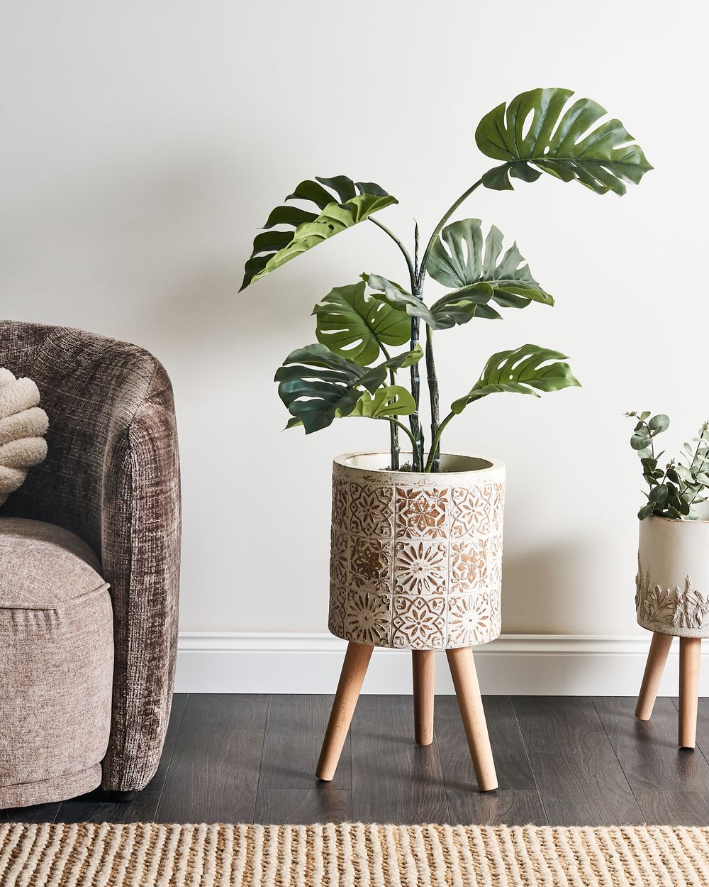 Elevated Plant Pot KARISTOS 36 cm Off-White | Beliani.co.uk