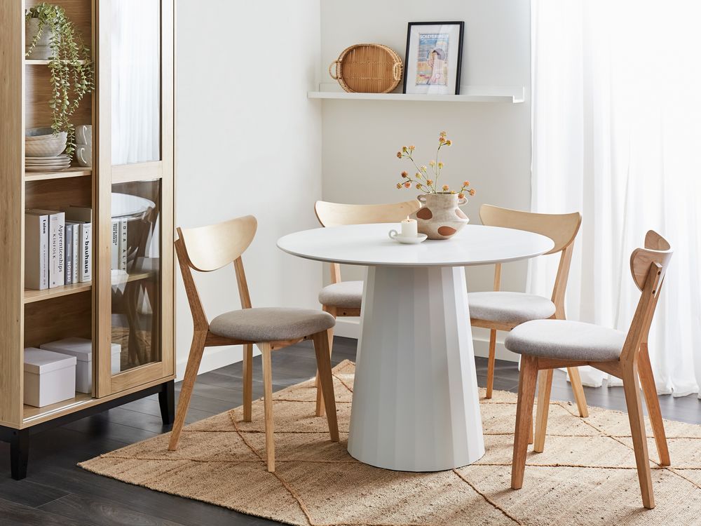 Round Dining Table 100 cm White PLATO Beliani