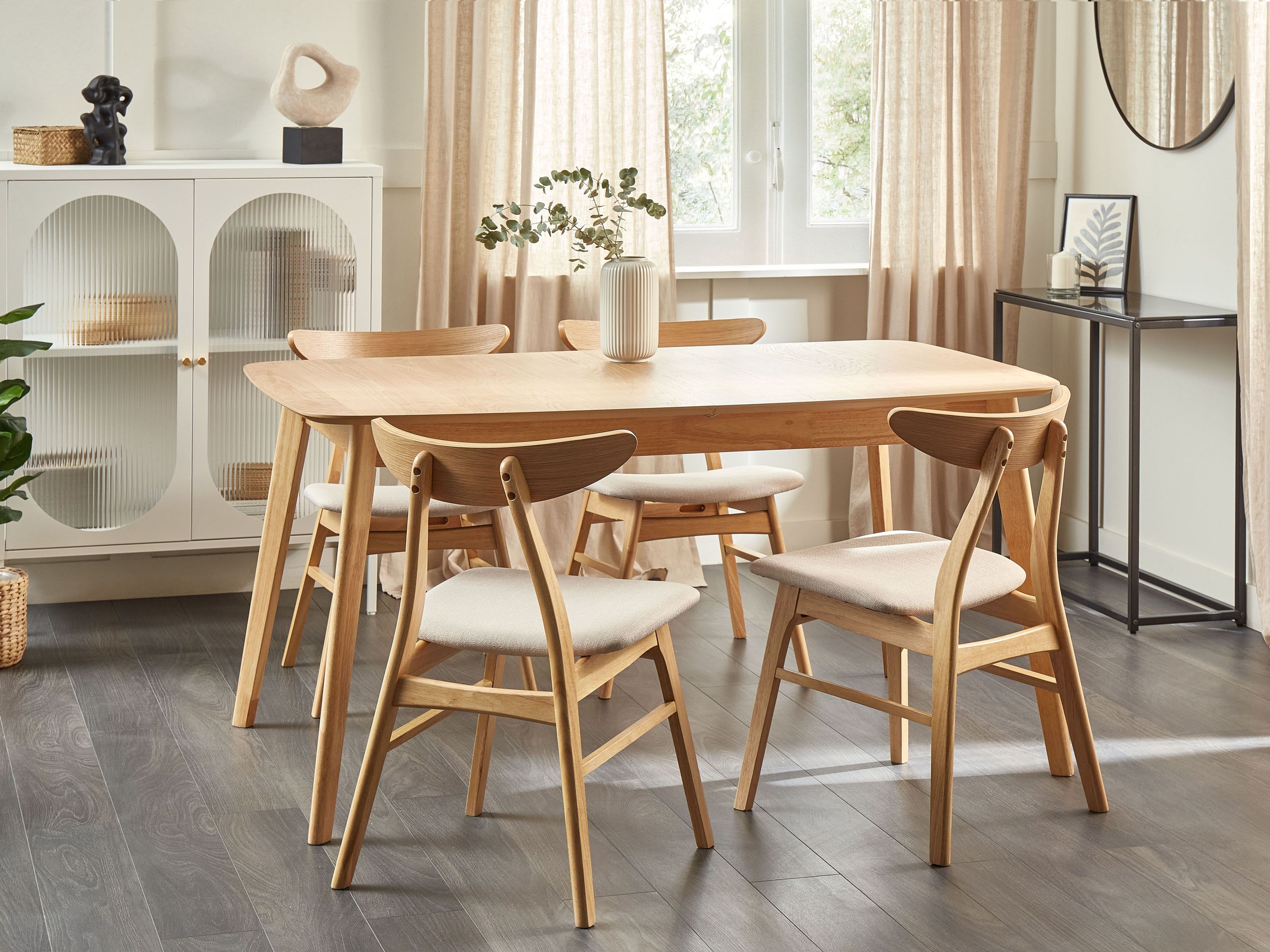 Extending Dining Table MADOX Light Oak 150/190 cm 90 cm | Beliani.co.uk