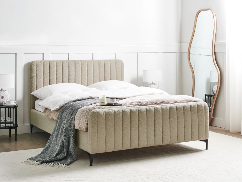 Seng Fløyel FLAYAT 140 x 200 cm Lys beige | Beliani.no