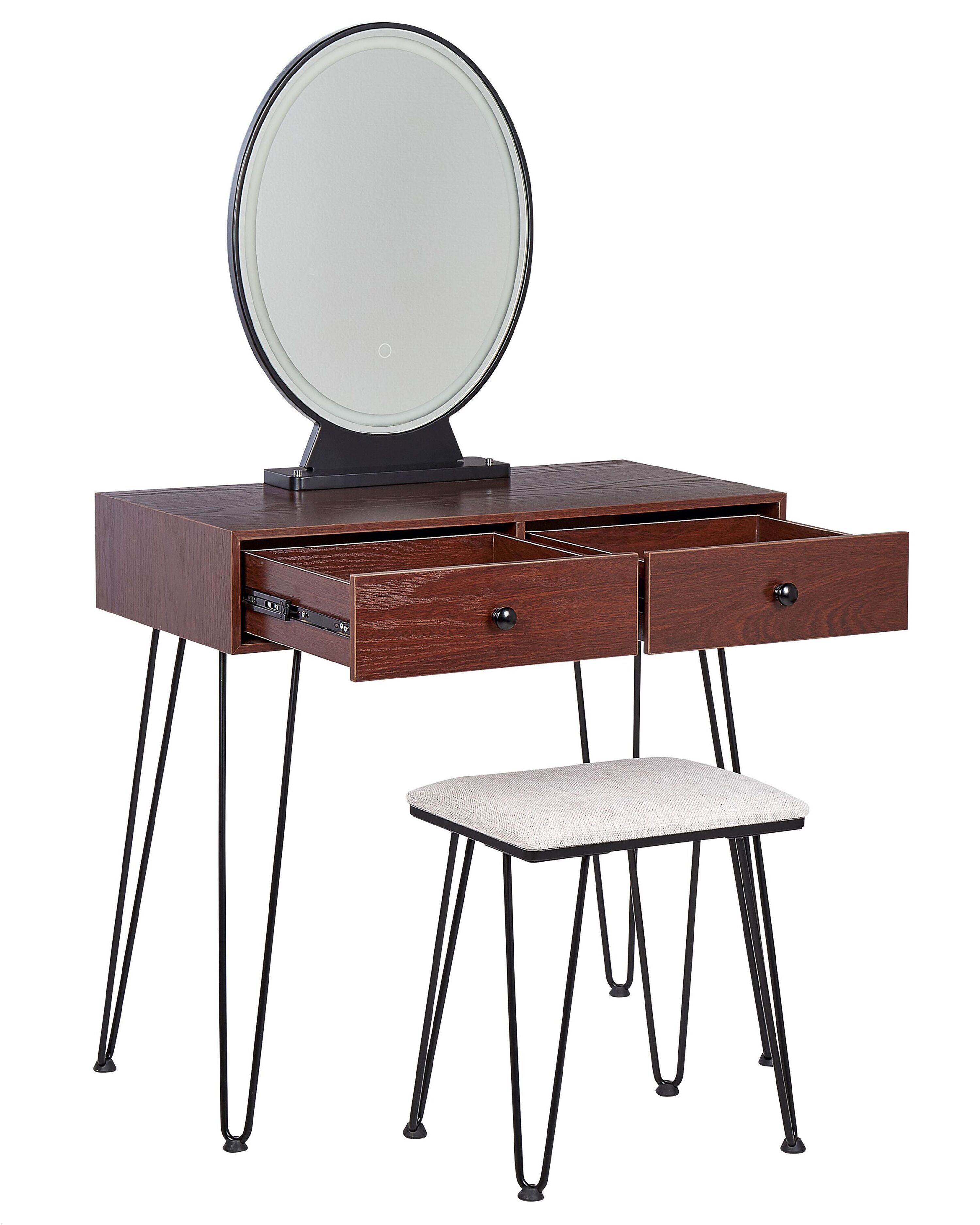 Makeup Bord LOIX LED Mørkebrun | Beliani.dk