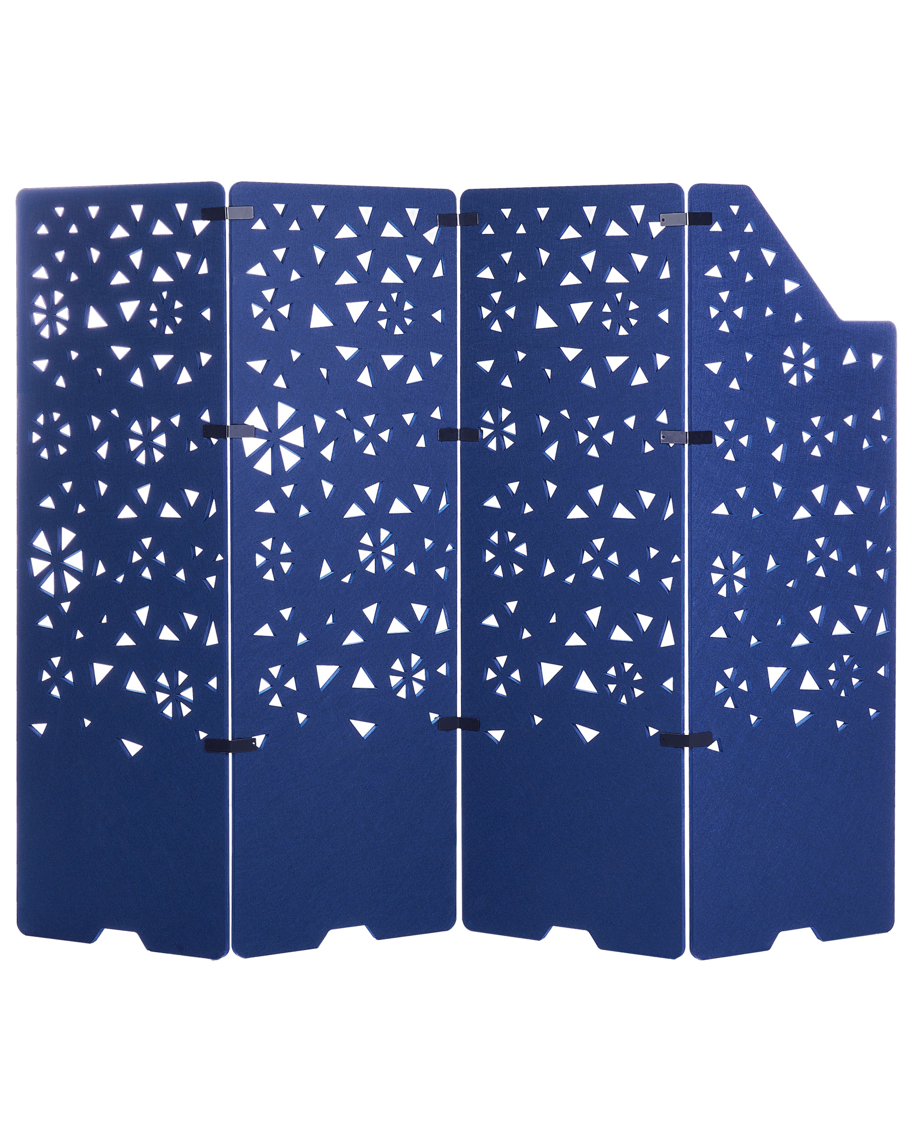 4 Panel Room Divider STARRY Navy Blue 240 cm 180 cm | Beliani.co.uk