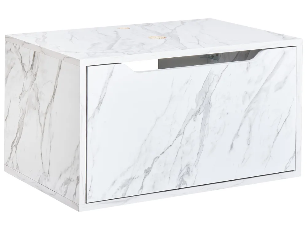 Wall Mounted Vanity Unit PETROLINA 60 cm White Marble | Beliani.es