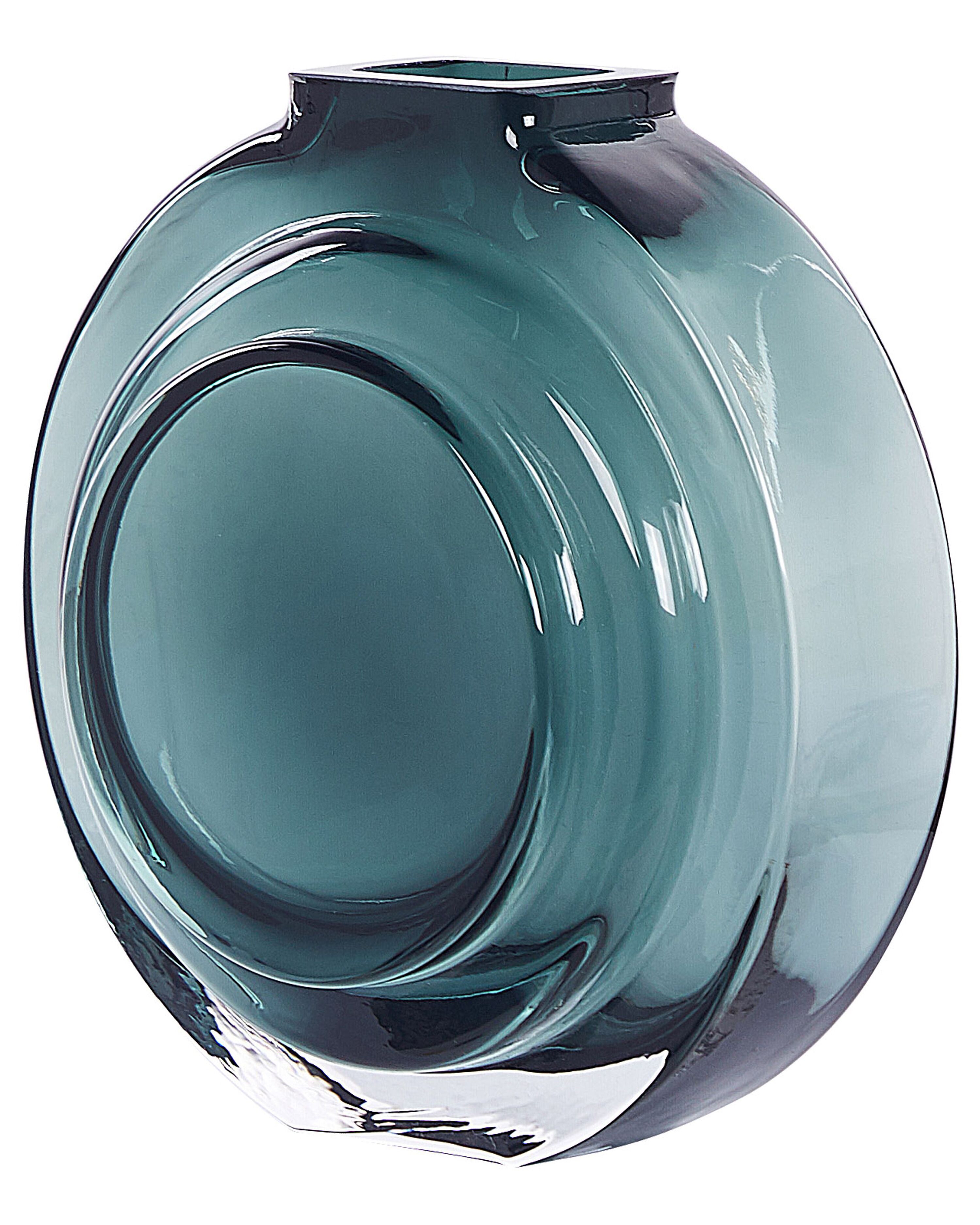 Flower Vase KAPELI Glass 15 cm Turquoise | Beliani.co.uk