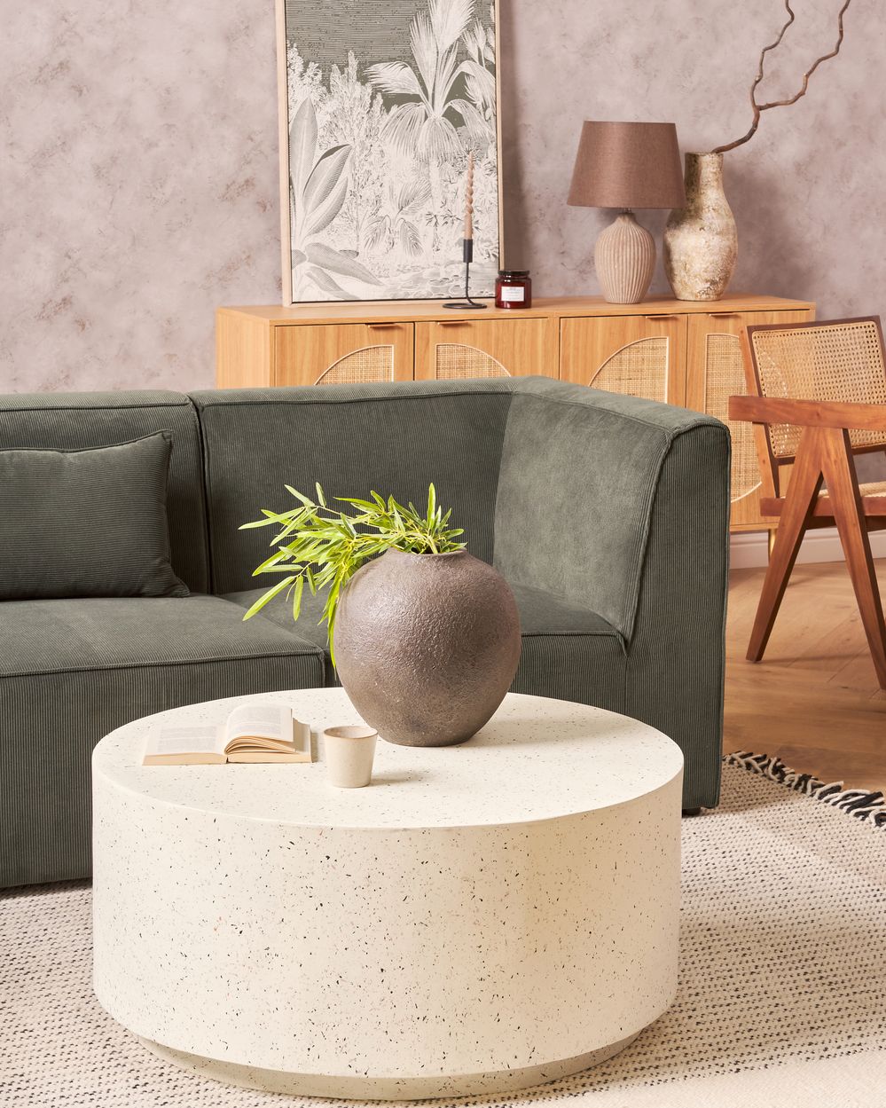 Round Coffee Table Off White Terrazzo Effect TREZZO Beliani