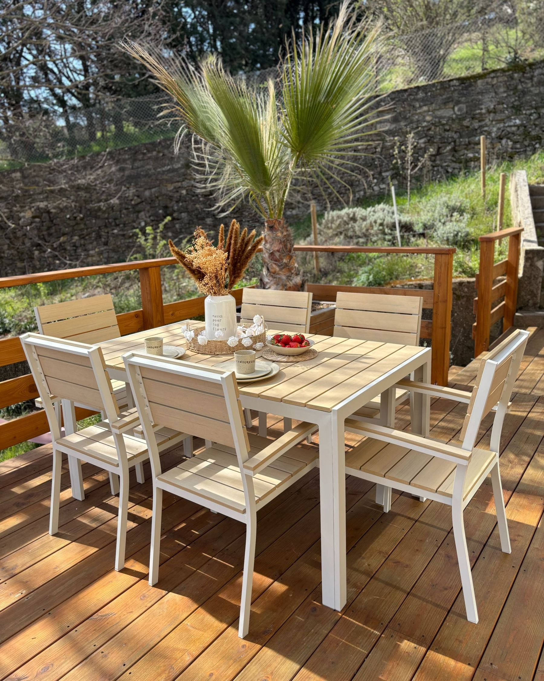 Garden Dining Set 6 Seater COMO Beige | Beliani.co.uk