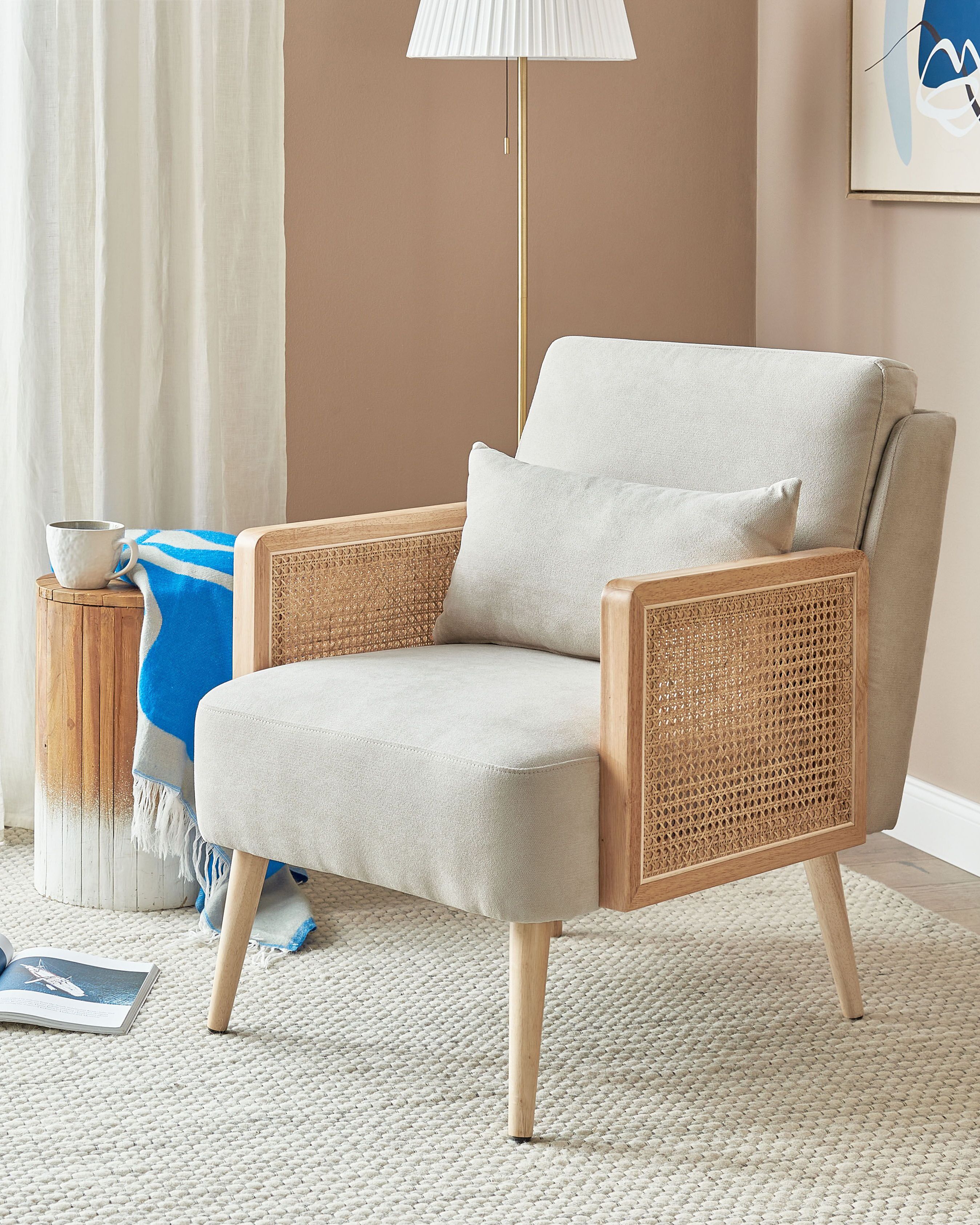 Armchair ORUM Fabric Light Beige | Beliani.co.uk