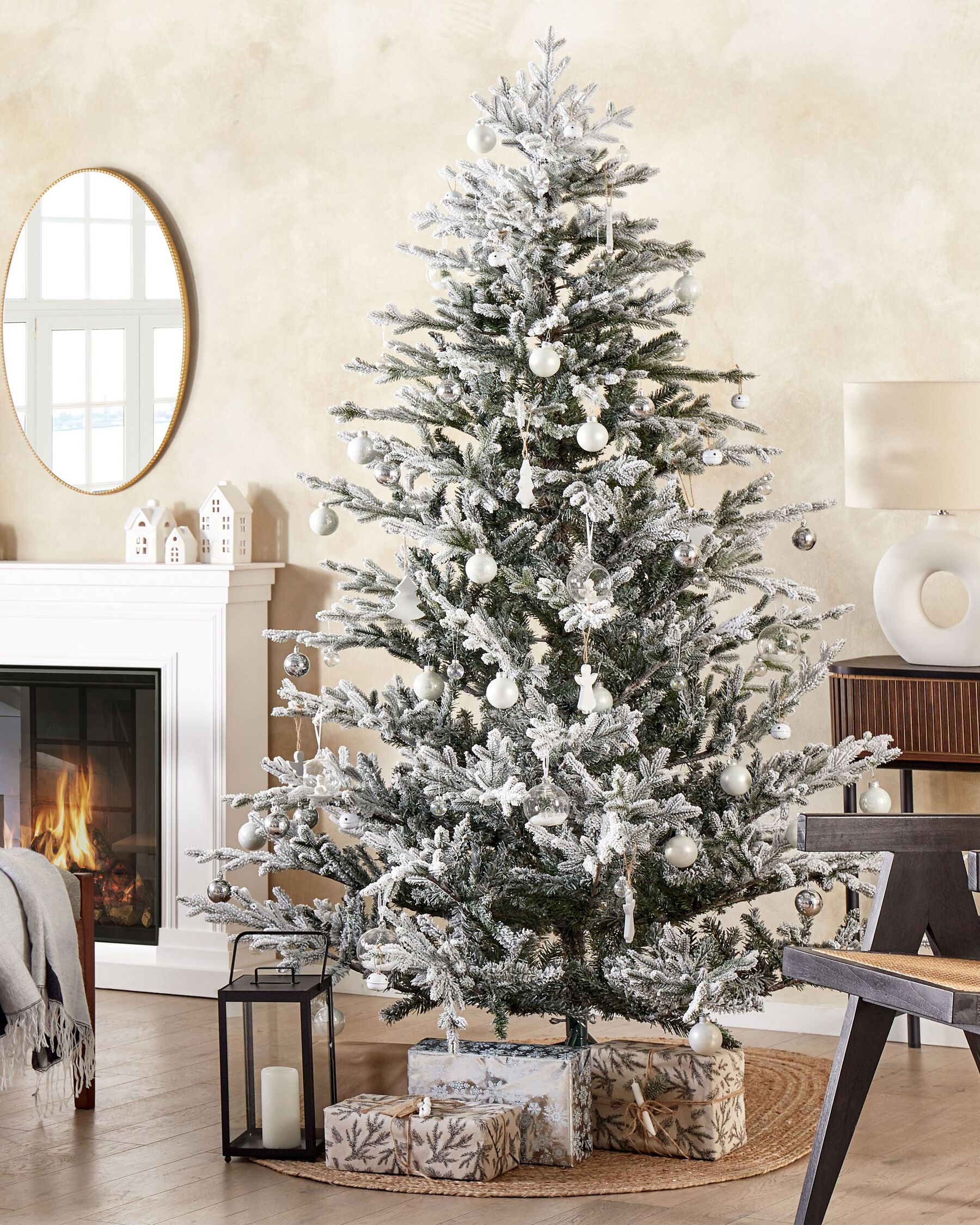 Artificial Snowy Christmas Tree BRISCO 210 cm White | Beliani.co.uk