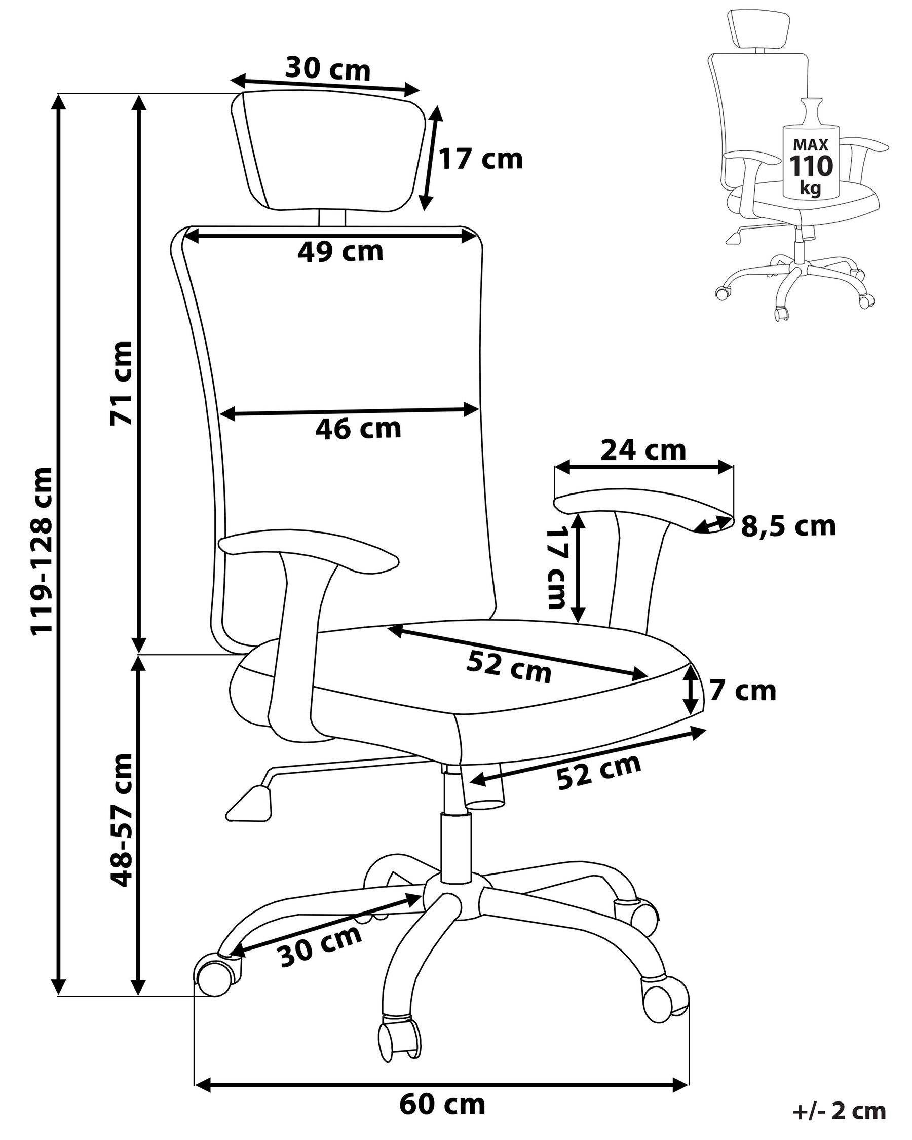 Scaun ergonomic NOBLE Negru | Beliani.ro