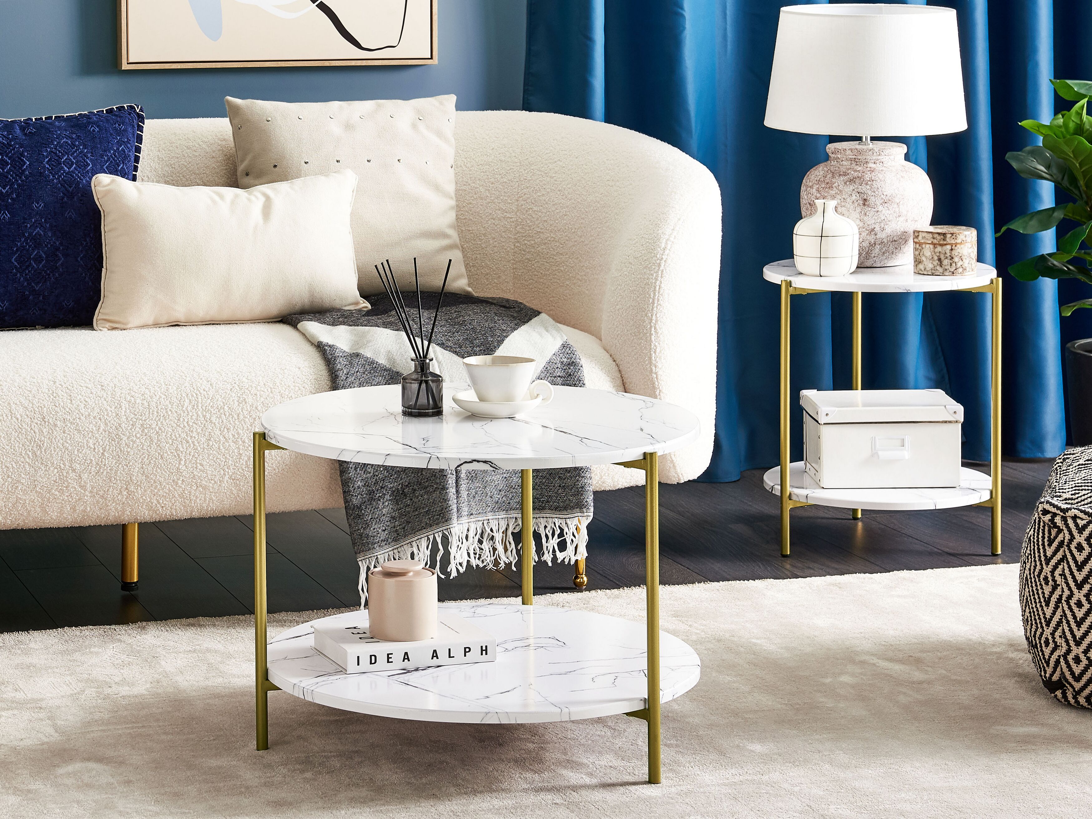 Coffee Table REVA White Marble | Beliani.co.uk