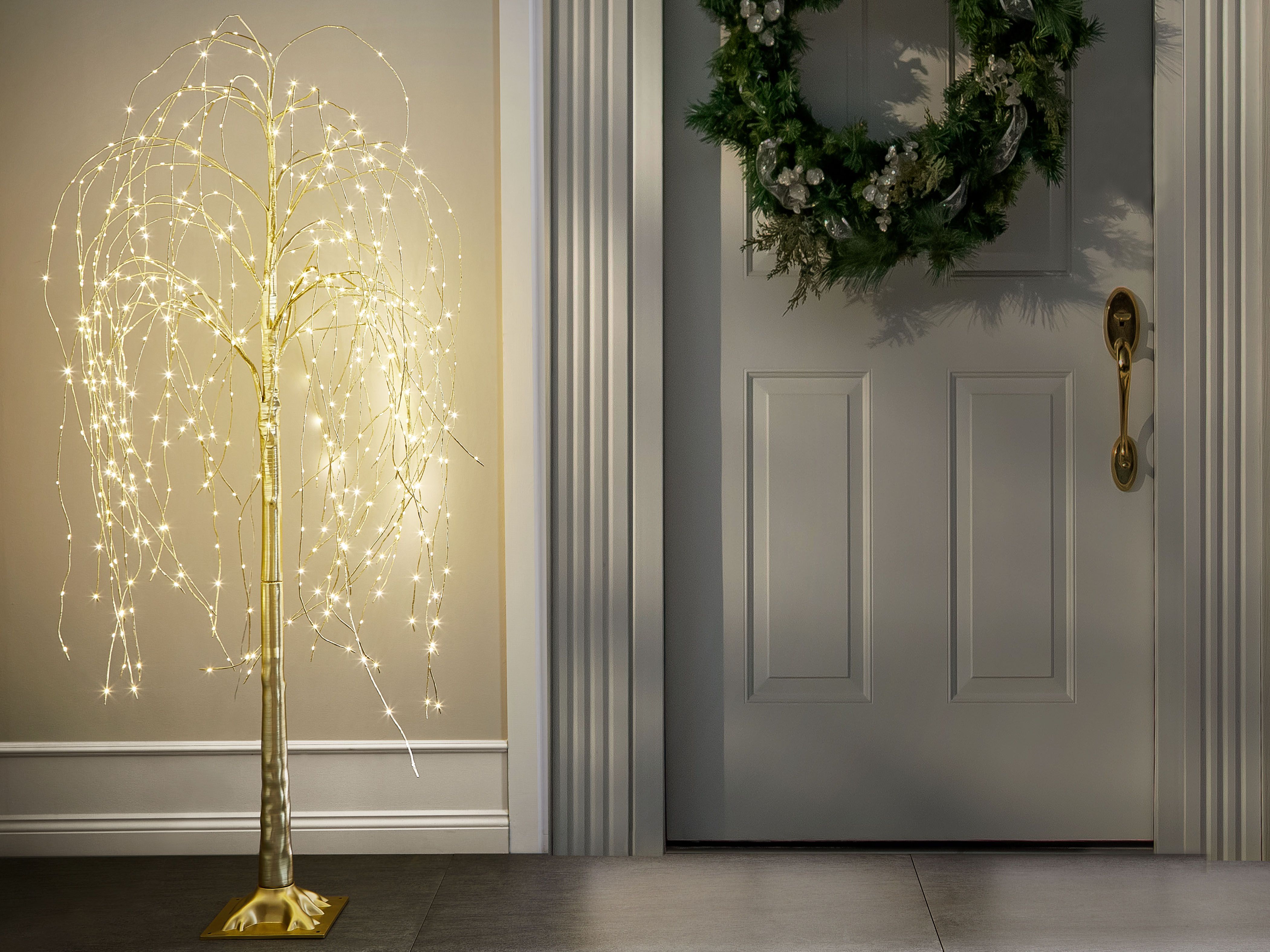Outdoor Decoration LED BALIONI Tree 180 cm Gold | Beliani.co.uk