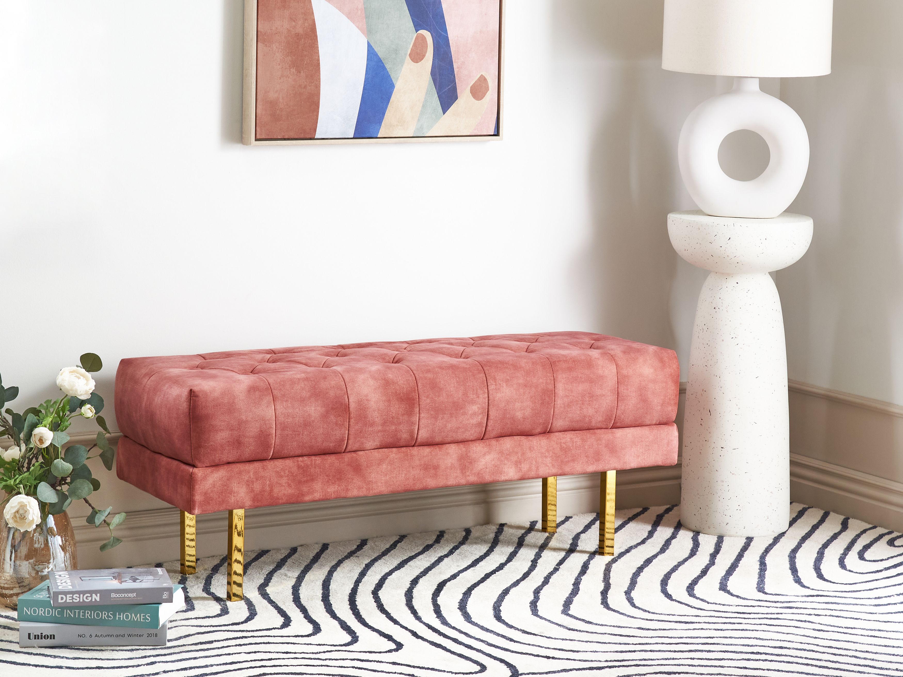 Velvet Bench Pink ROSEVILLE | Beliani.co.uk