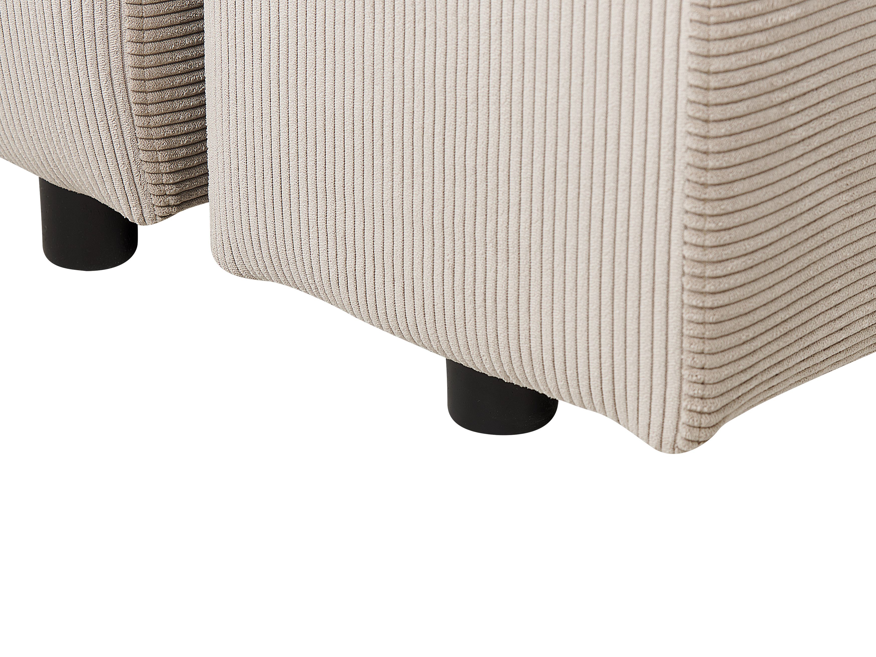 Canapé-lit d'angle à gauche avec rangement en velours côtelé taupe ...