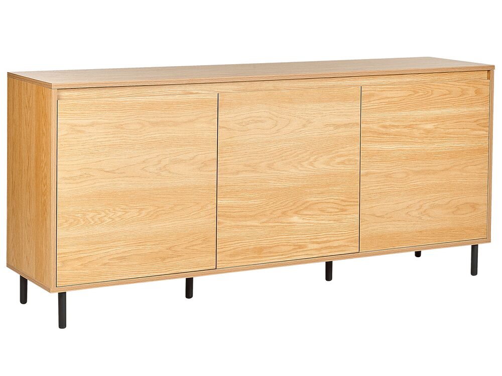 3 Door Sideboard Light Wood NIKEA Beliani