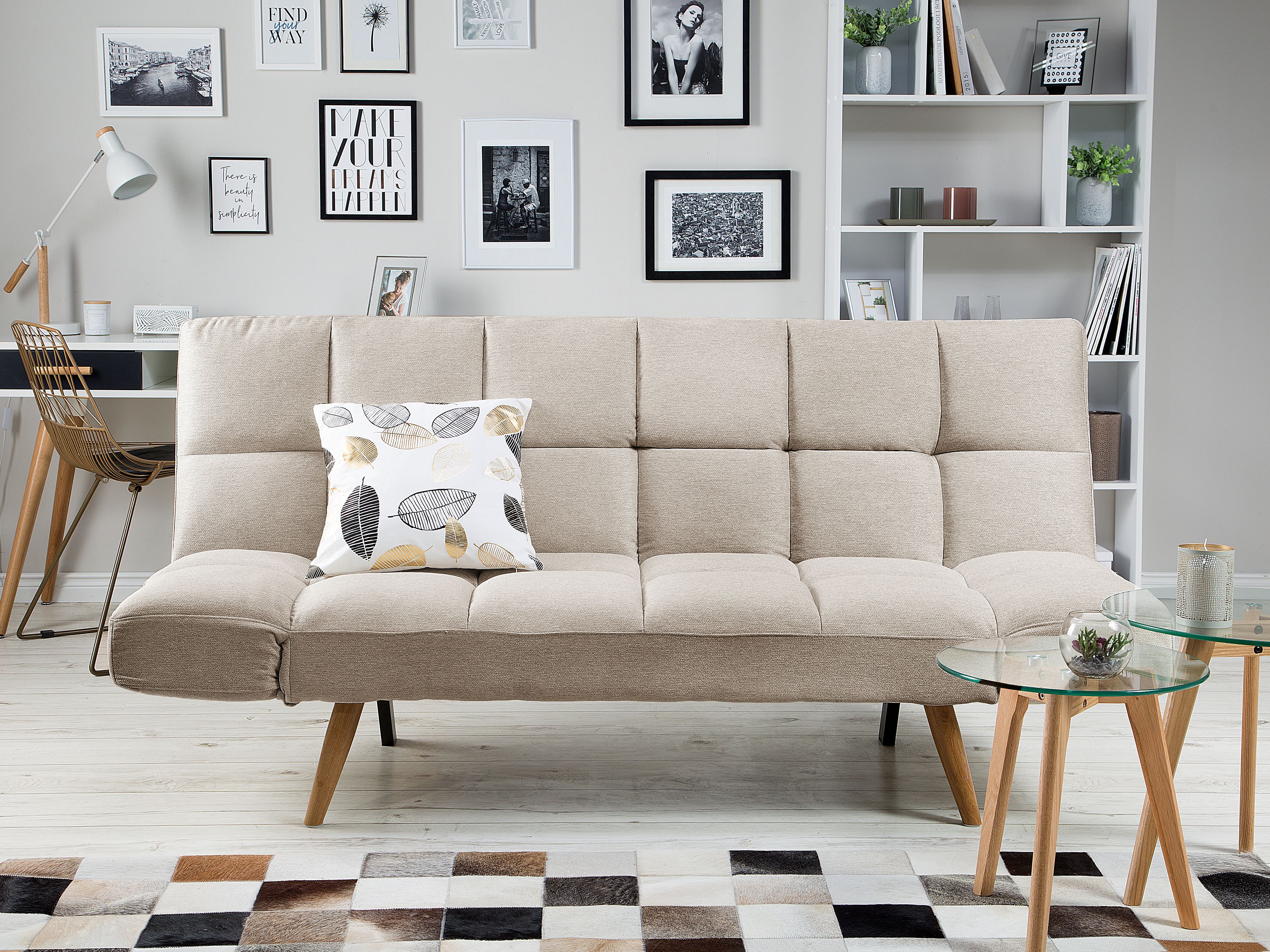 Sofa Bed INGARO Fabric Beige 2 Seater | Beliani.co.uk