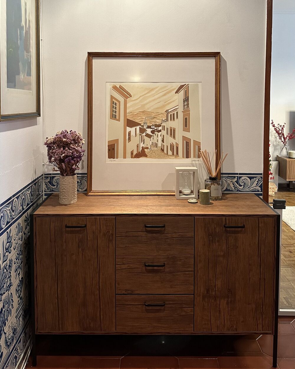 3 Drawer Sideboard Dark Brown and Black TIFTON Beliani