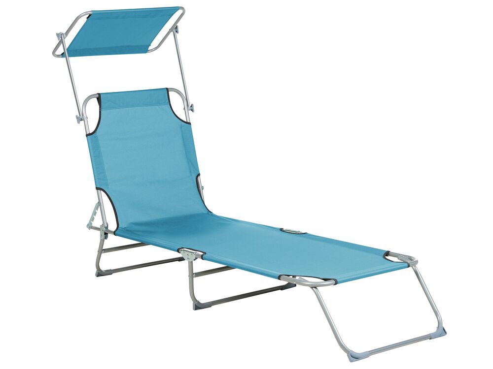 Steel Reclining Sun Lounger with Canopy Turquoise FOLIGNO Beliani.pl