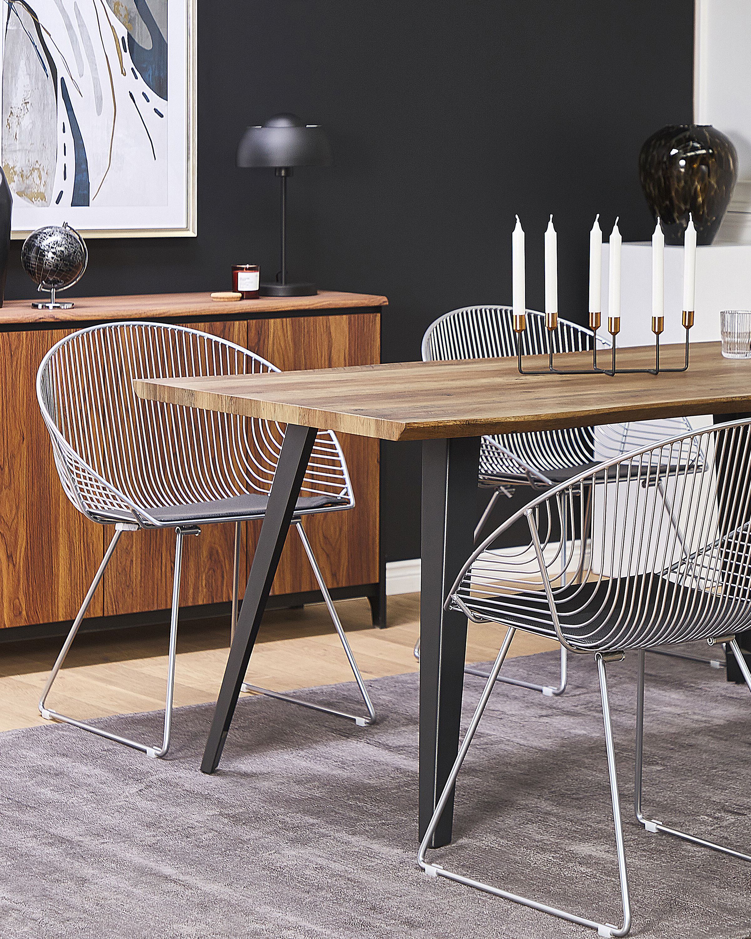 Black metal and wood dining chairs store