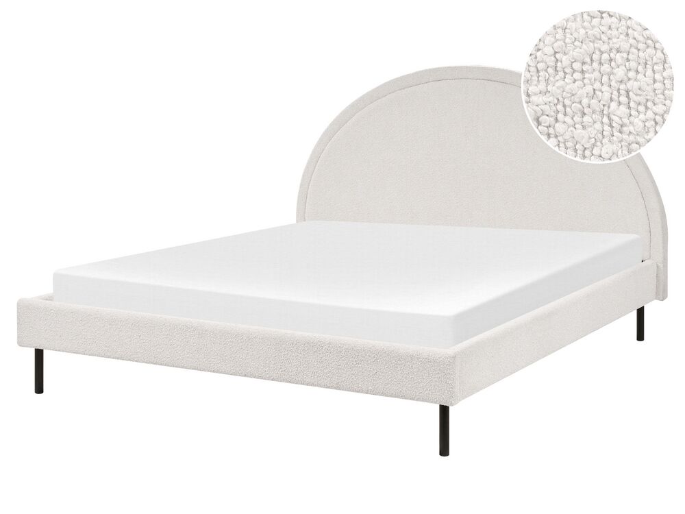 Boucle EU King Size Bed White MARGUT Beliani