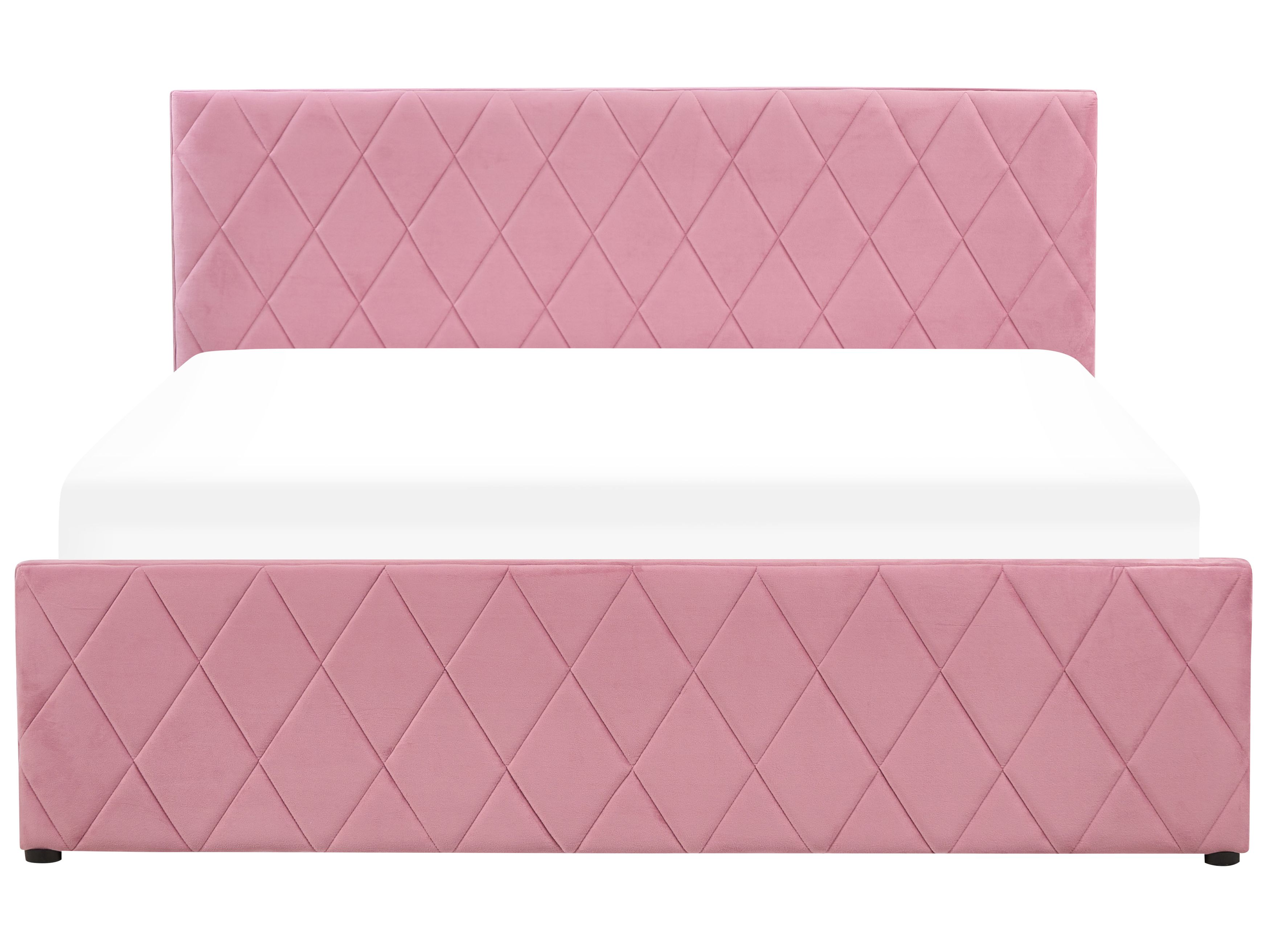 Velvet EU King Size Ottoman Bed Pink ROCHEFORT | Beliani.co.uk