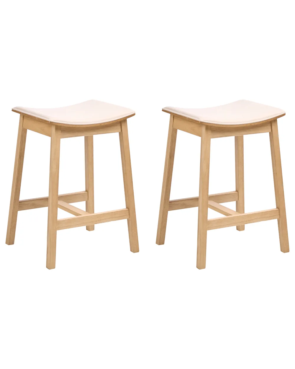 Set of 2 Bar Stools DIXON Wood Light Brown/ Off-White | Beliani.co.uk