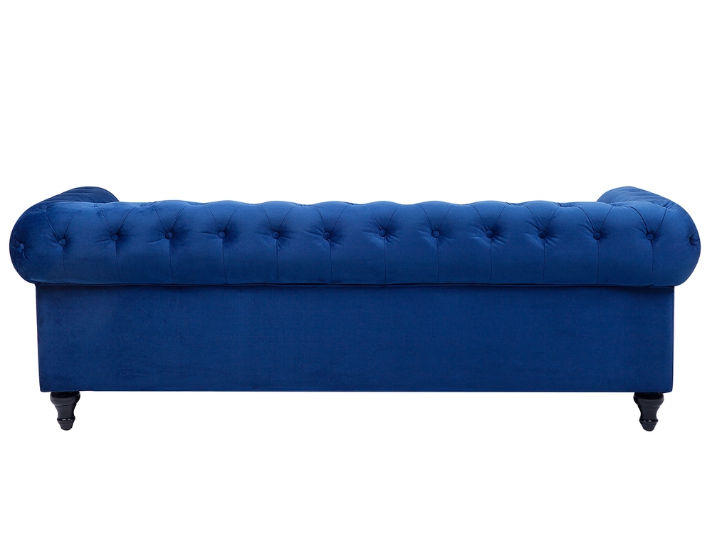 3 Seater Velvet Fabric Sofa Navy Blue CHESTERFIELD Beliani