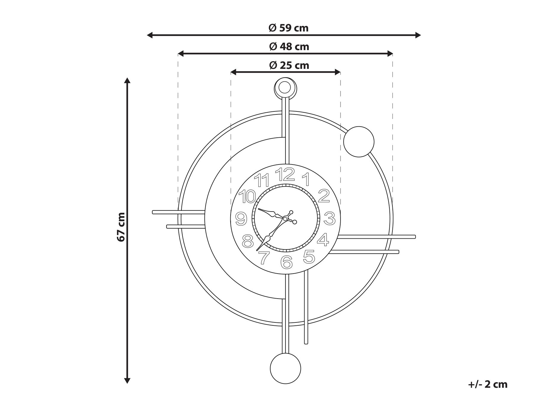 Wall Clock ALLOGNY 59 cm Metal Gold | Beliani.co.uk