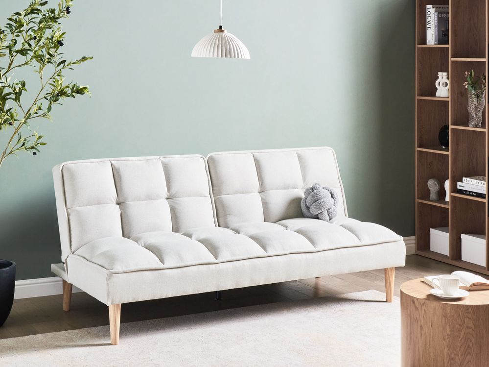 Sofa 3 Seater LERMON Fabric Light Grey | Beliani.co.uk
