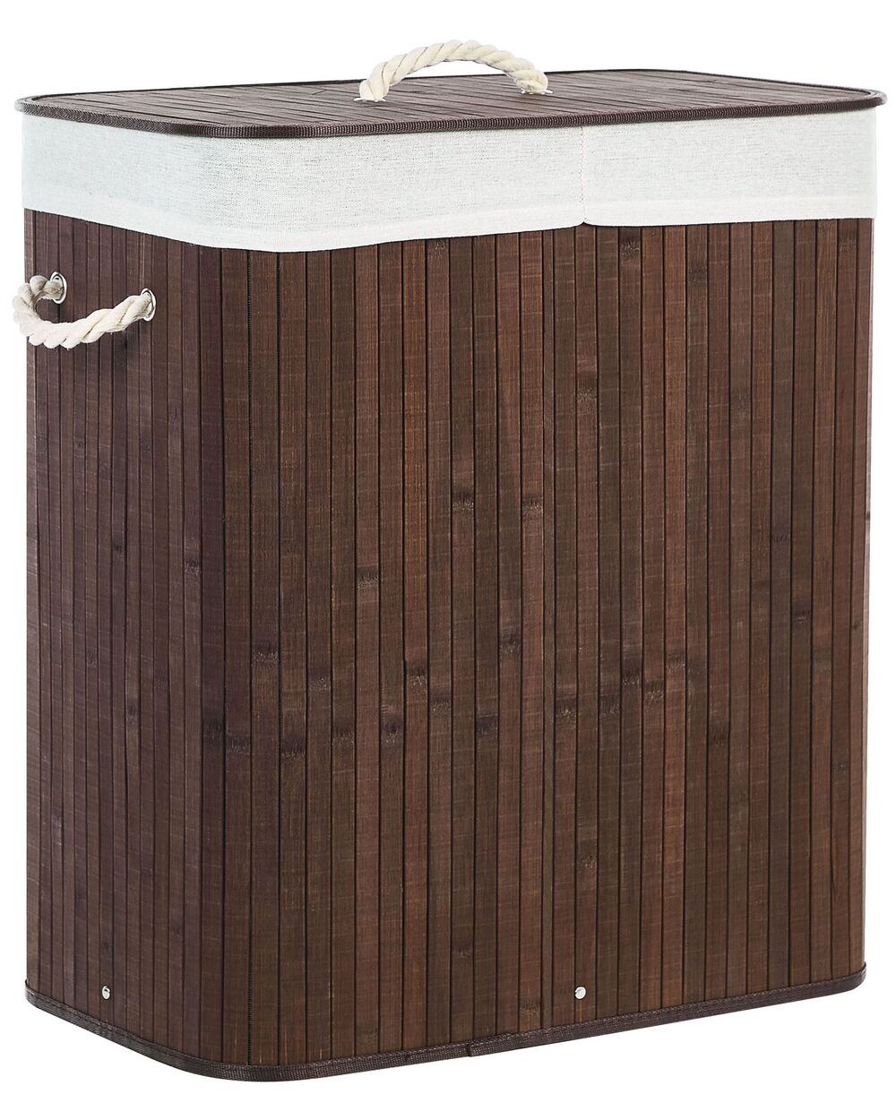 Dark wood washing basket store